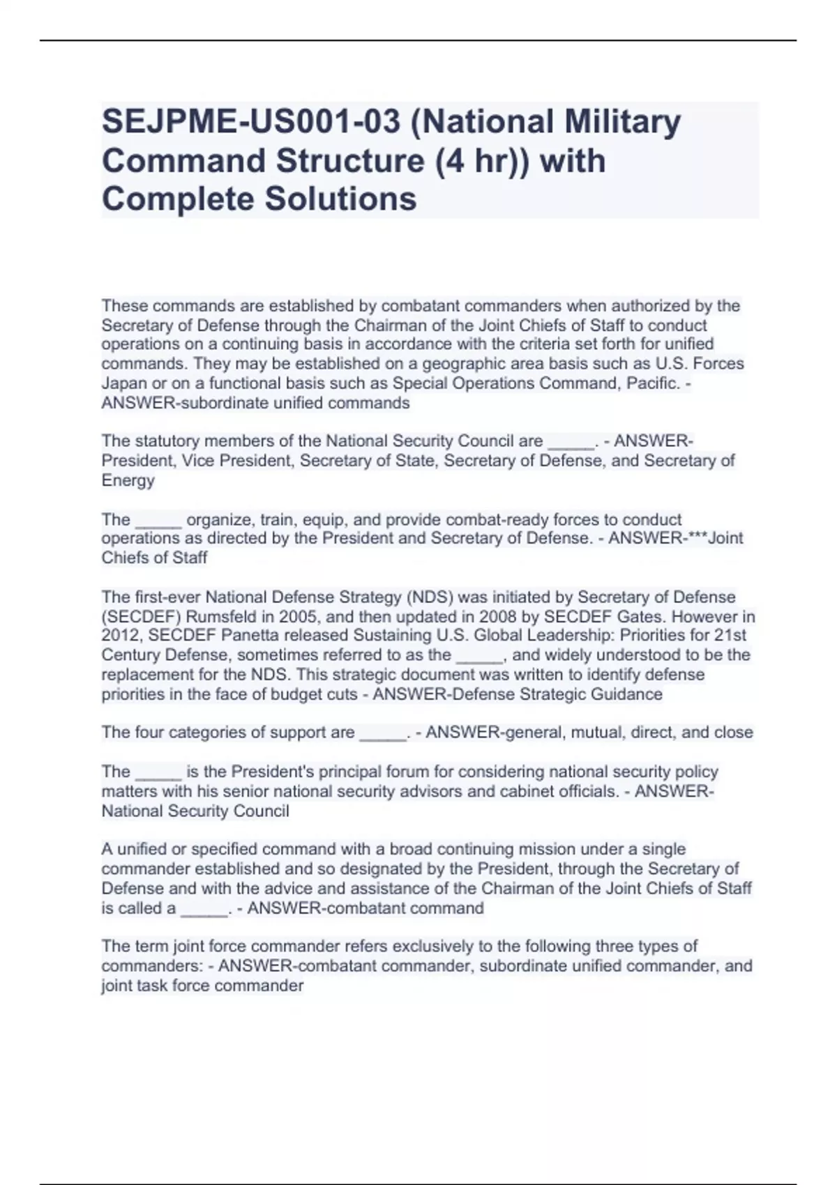 SEJPME-US001-03 (National Military Command Structure (4 hr)) with ...