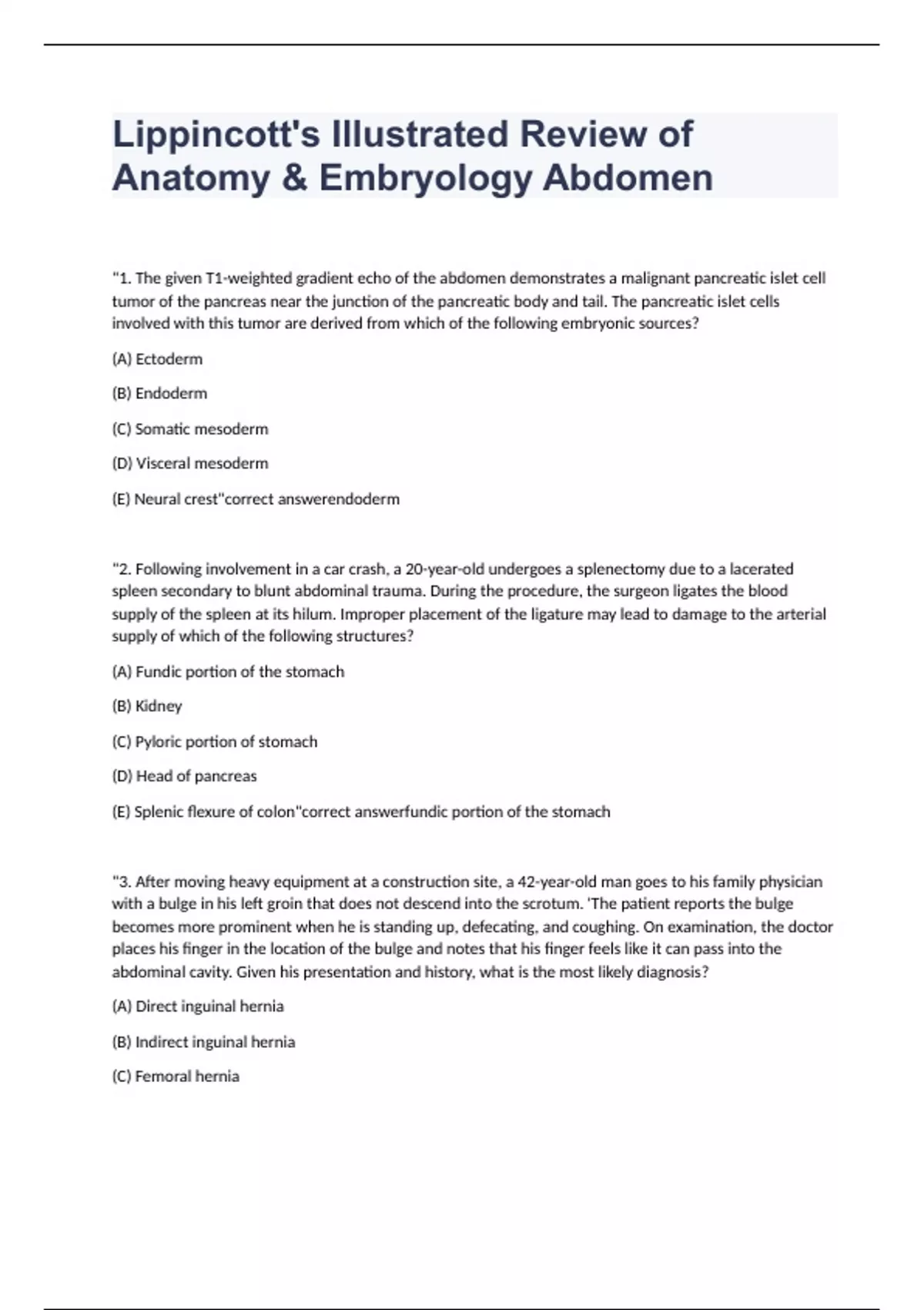 Lippincott's Illustrated Review of Anatomy & Embryology Abdomen ...
