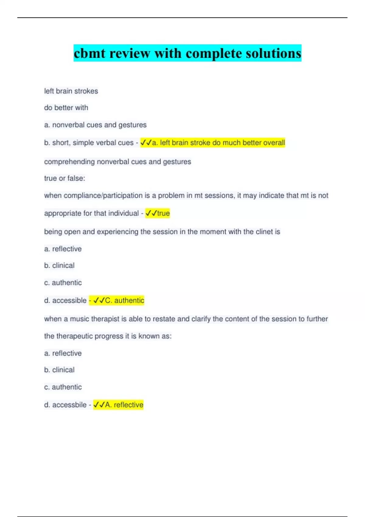 cbmt review with complete solutions - CBMT - Stuvia US