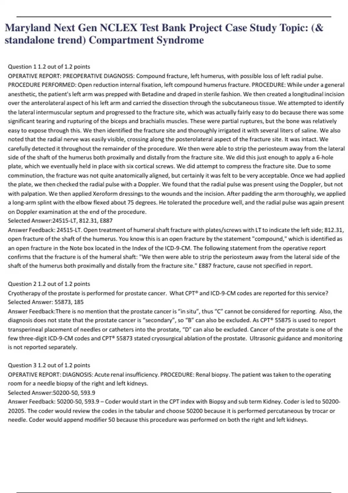 Maryland Next Gen NCLEX Test Bank Project Case Study Topic ...