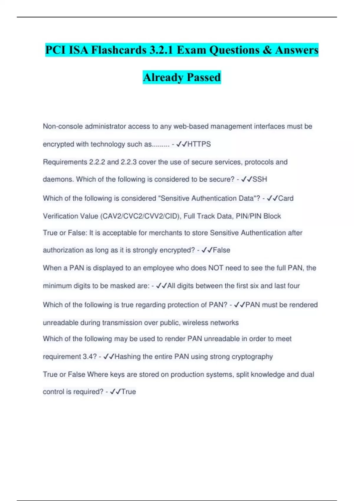 PCI ISA Flashcards 3.2.1 Exam Questions & Answers Already Passed - PCI ...
