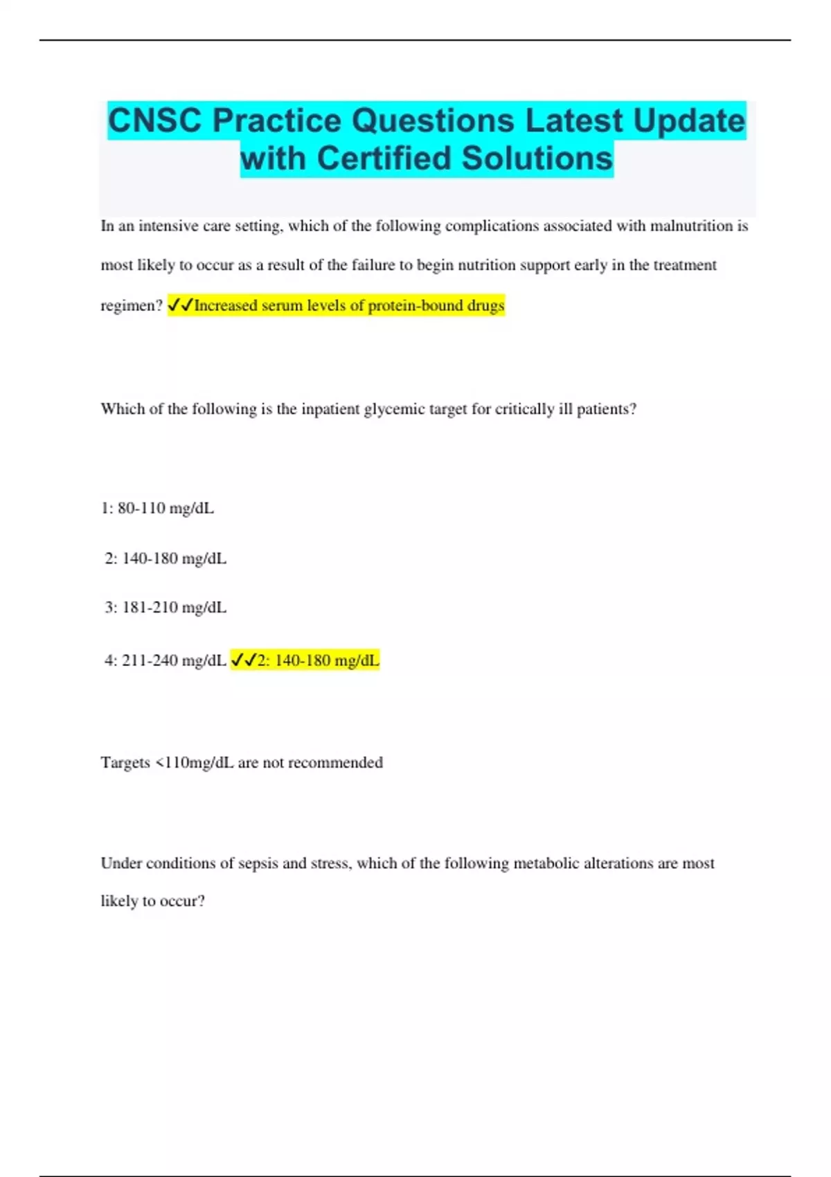 CNSC Practice Questions Latest Update with Certified Solutions - CNSC ...