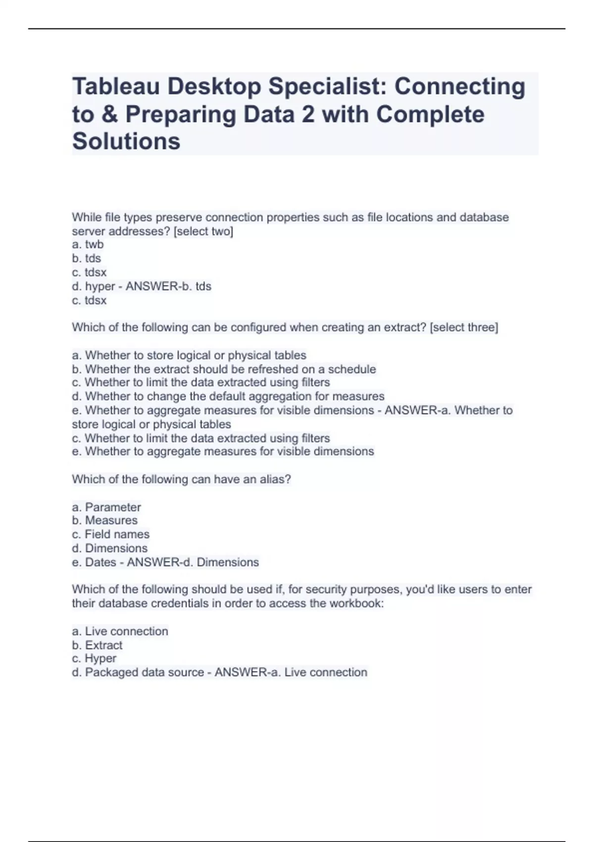 Tableau Desktop Specialist: Connecting to & Preparing Data 2 with ...