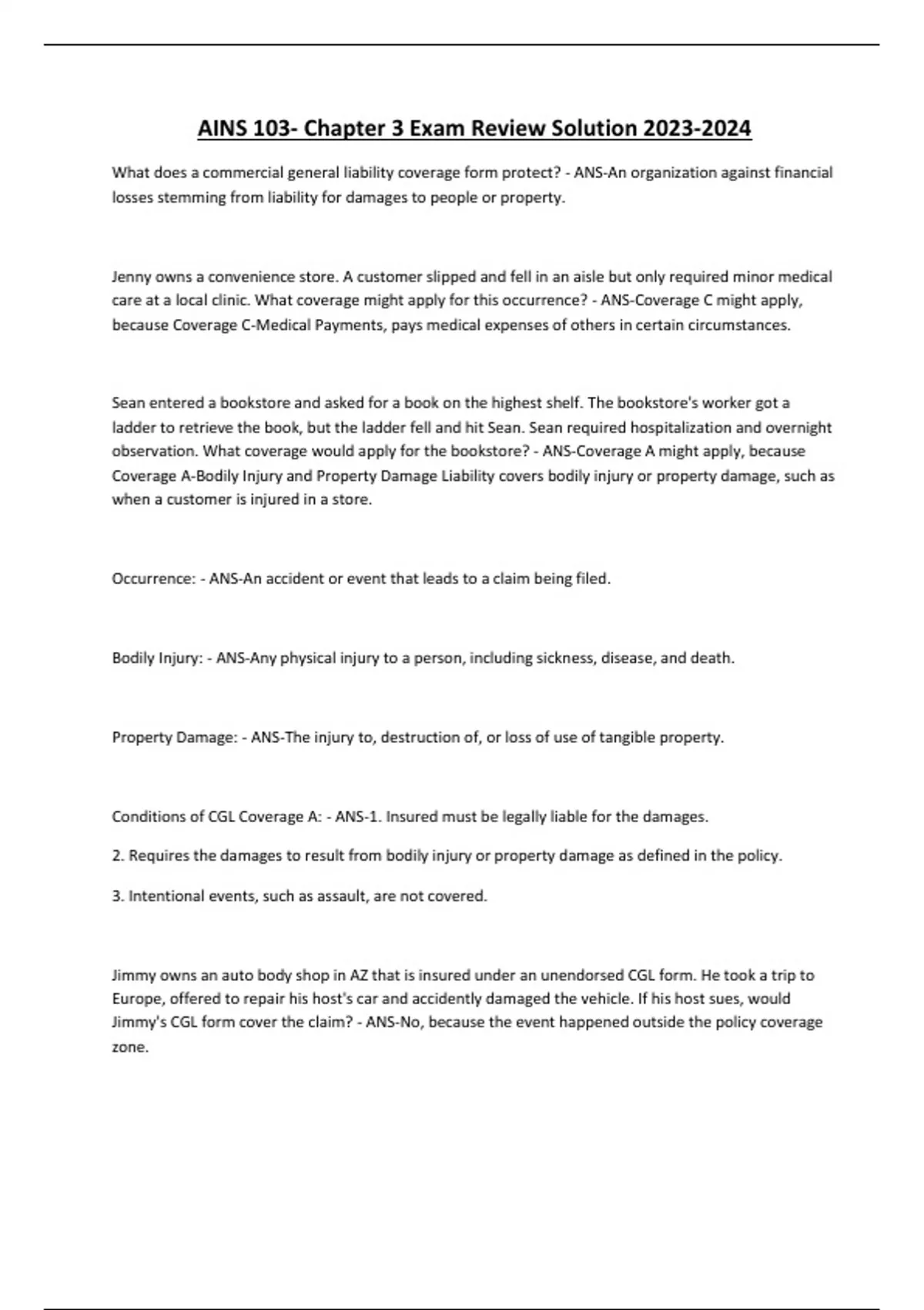 AINS 103- Chapter 3 Exam Review Solution - Stuvia US