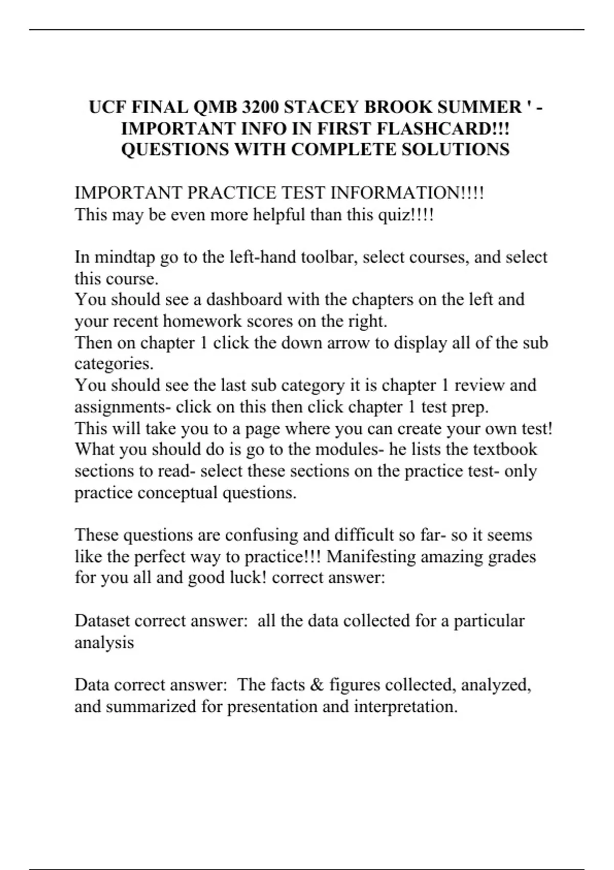 UCF FINAL QMB 3200 STACEY BROOK SUMMER ' - IMPORTANT INFO IN FIRST ...