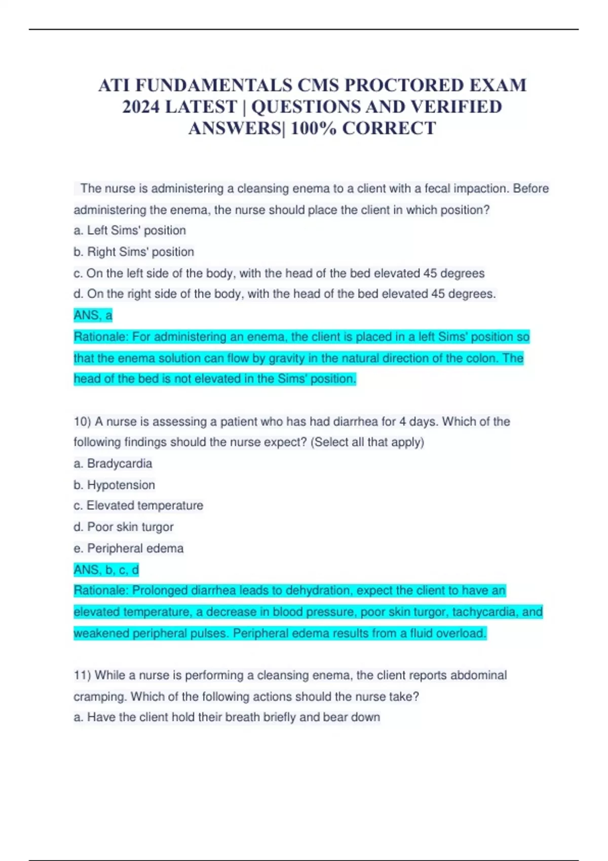 ATI FUNDAMENTALS CMS PROCTORED EXAM 2024 LATEST | QUESTIONS AND ...