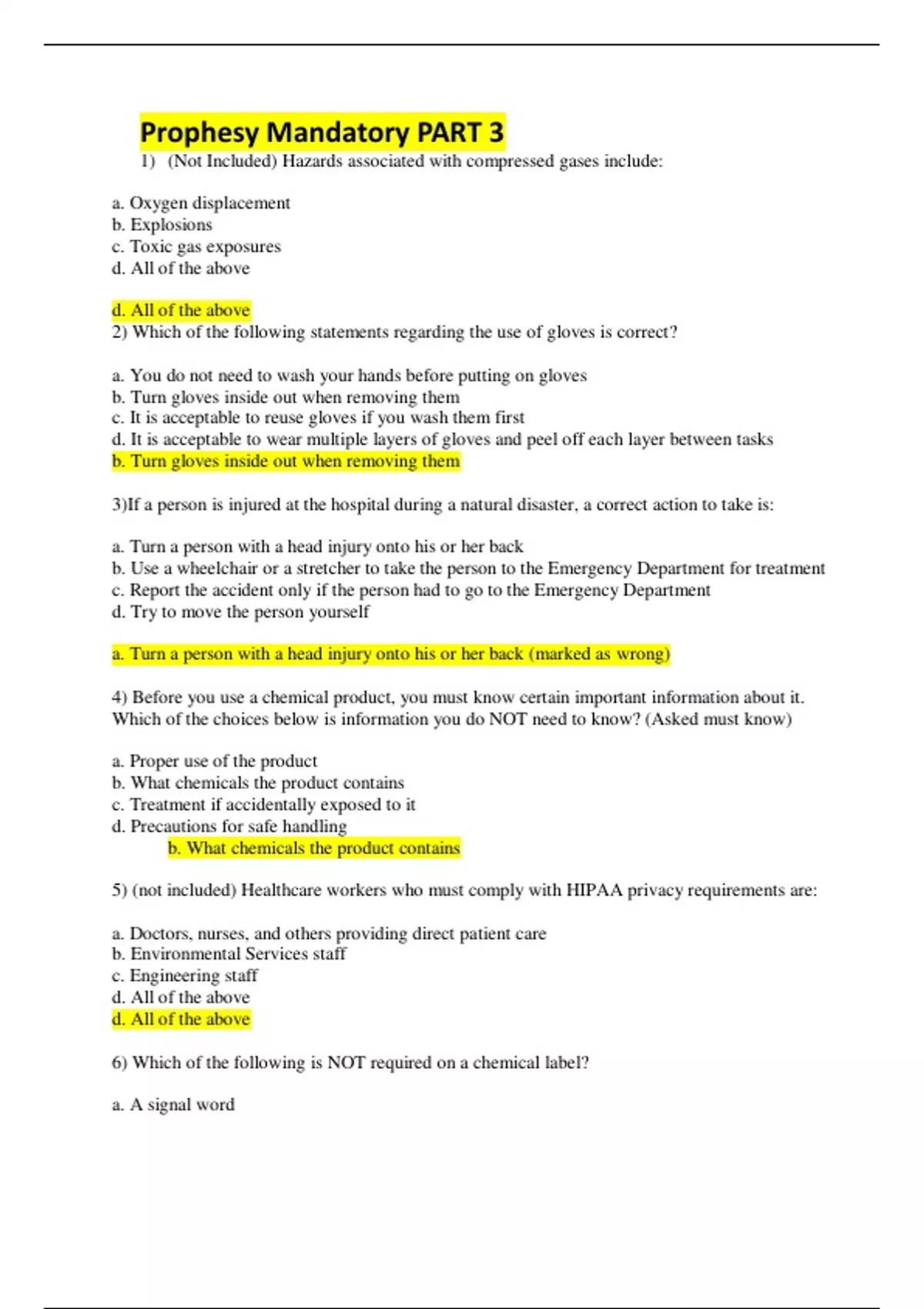 Relias Assessment - Prophesy Mandatory Part 1 - Stuvia US