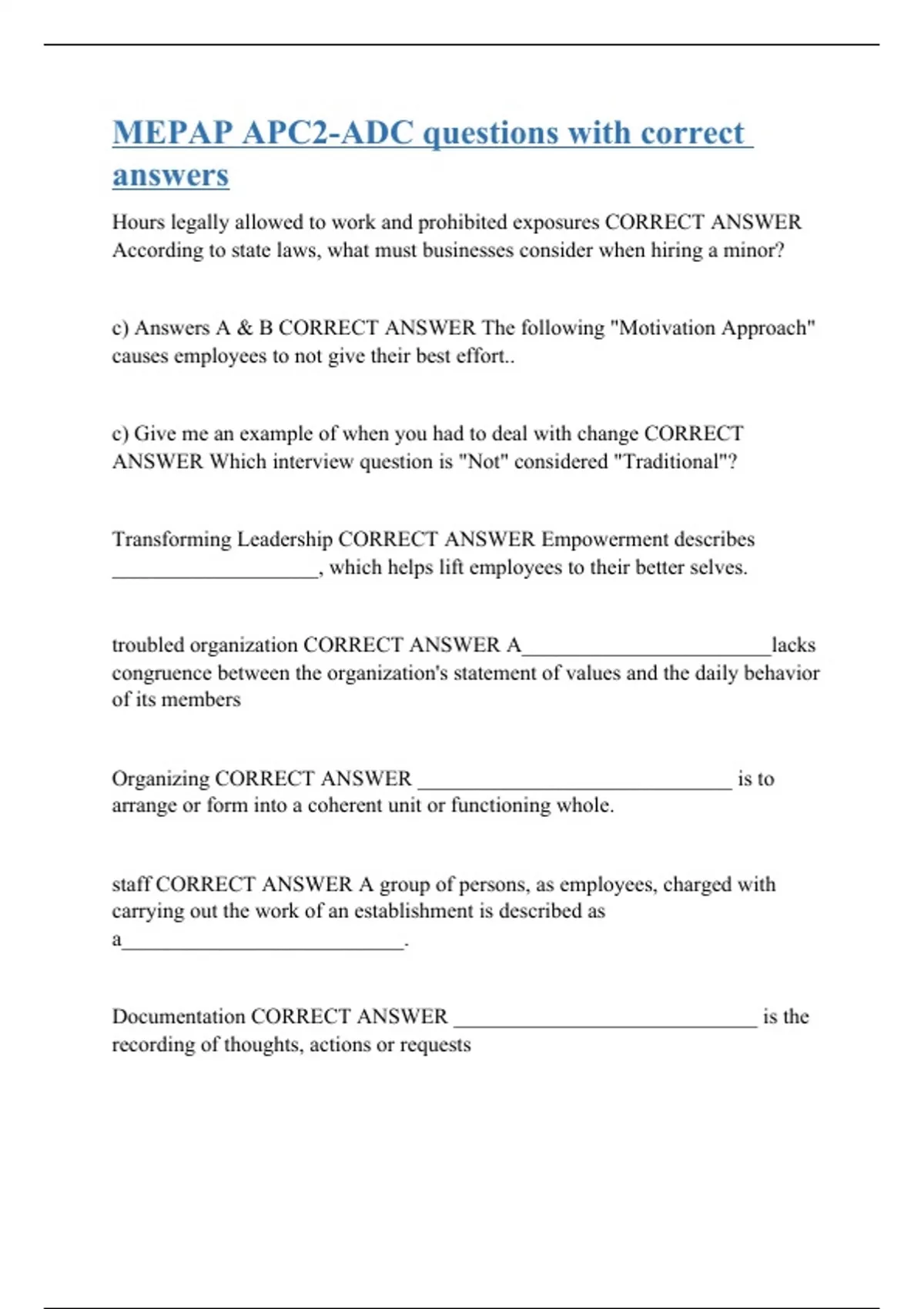 MEPAP APC2-ADC questions with correct answers - Stuvia US