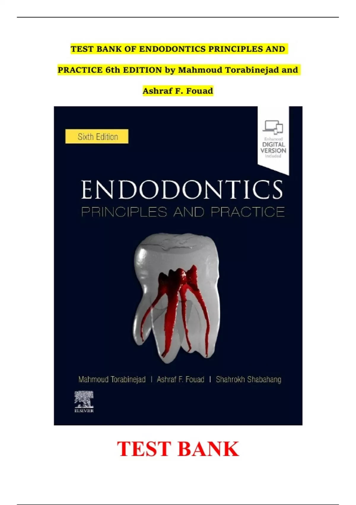 TEST BANK OF ENDODONTICS PRINCIPLES AND PRACTICE 6th EDITION by Mahmoud ...