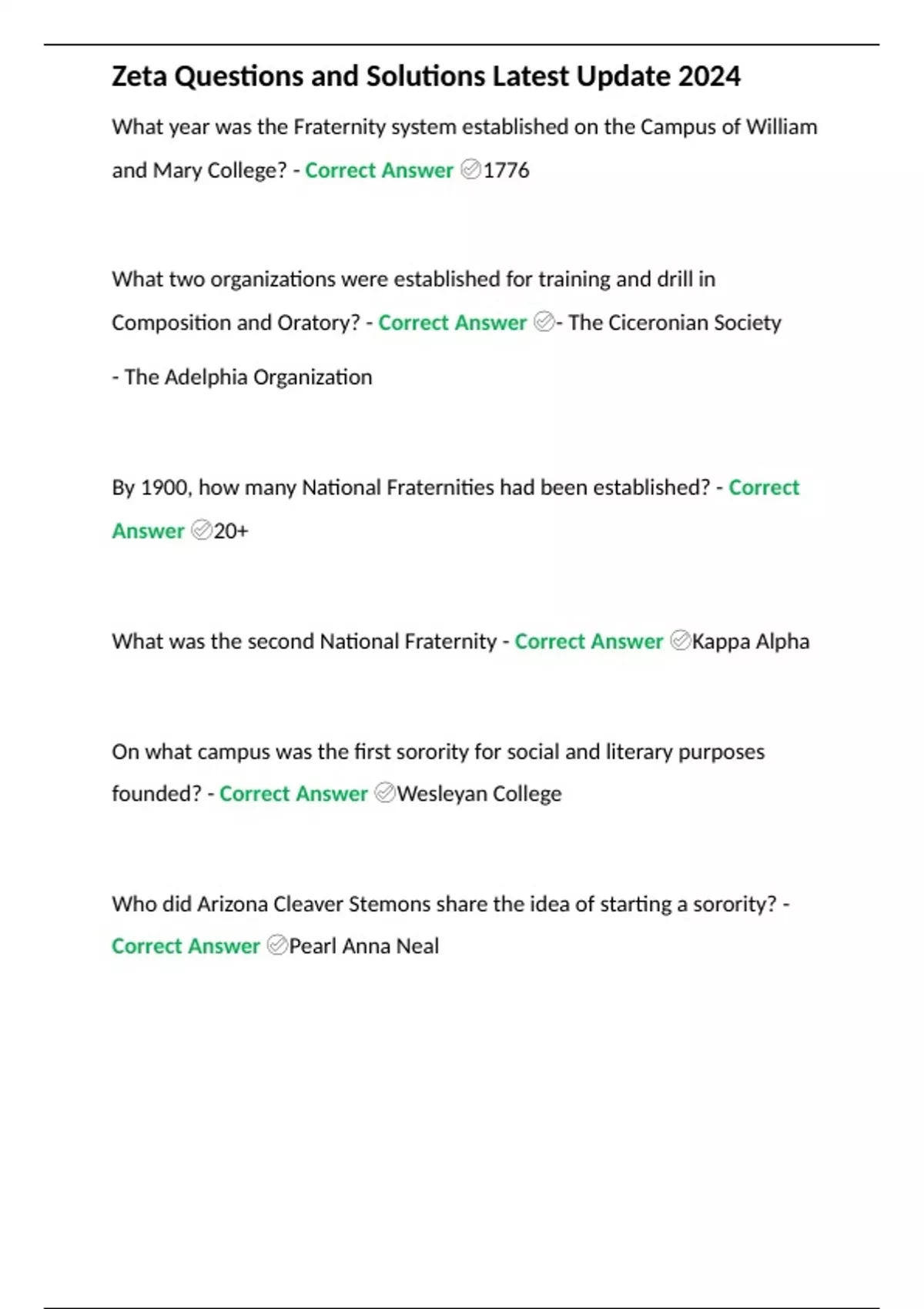 Zeta Questions and Solutions Latest Update 2024 - Zeta - Stuvia US