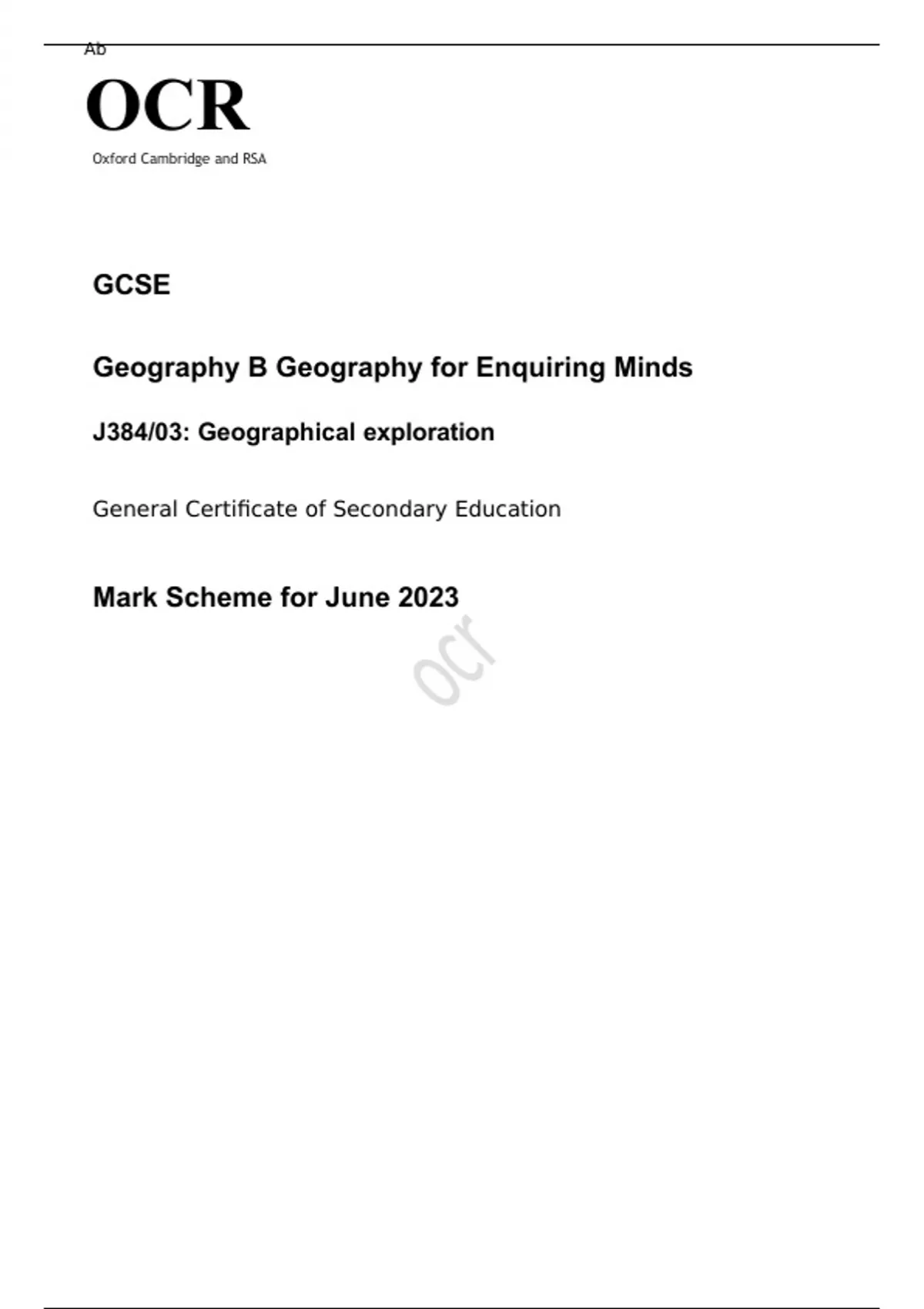 OCR GCSE (9–1) Geography B (Geography for Enquiring Minds) J384/03 JUNE ...