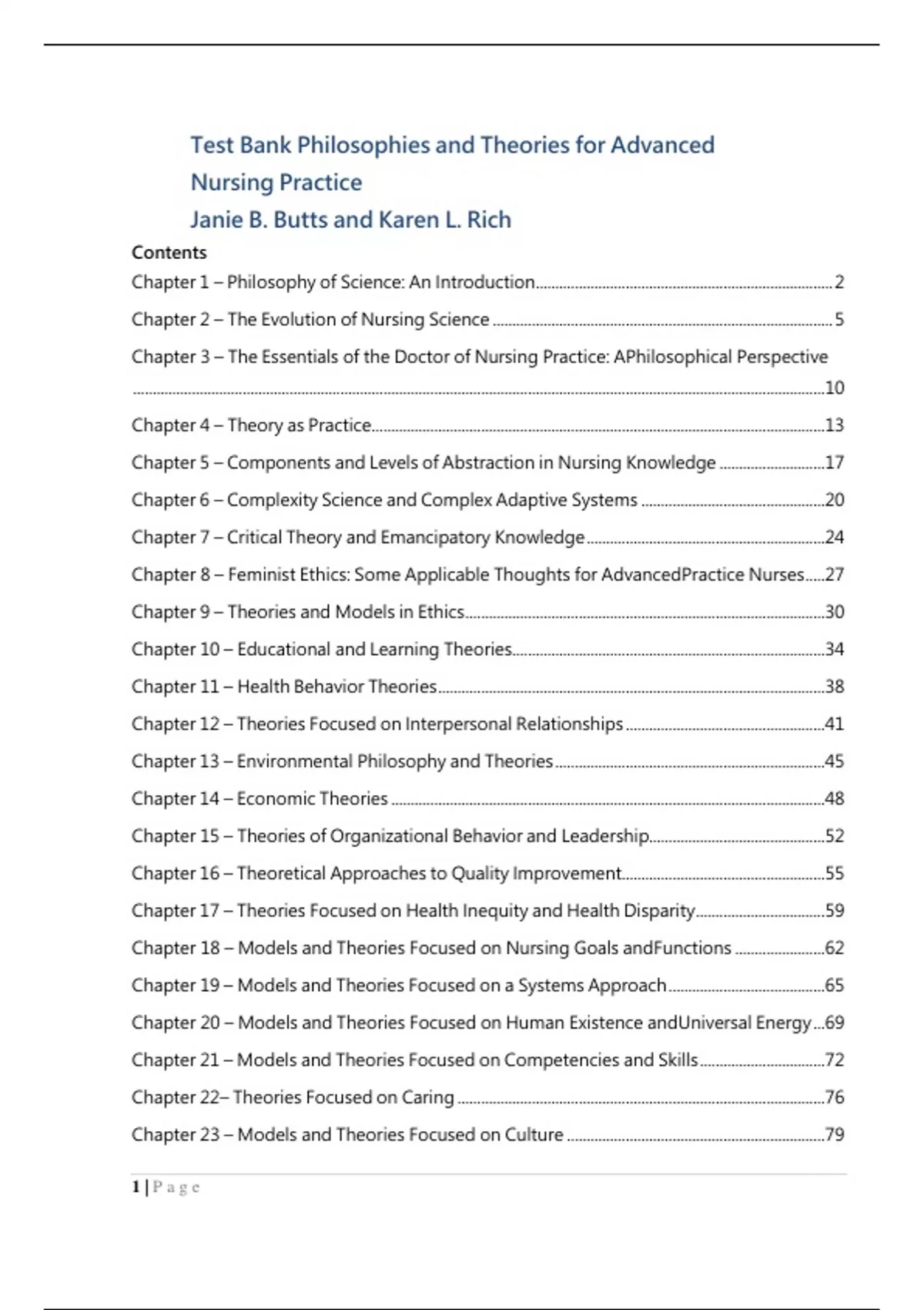 Test Bank Philosophies and Theories for Advanced Nursing Practice 3rd ...