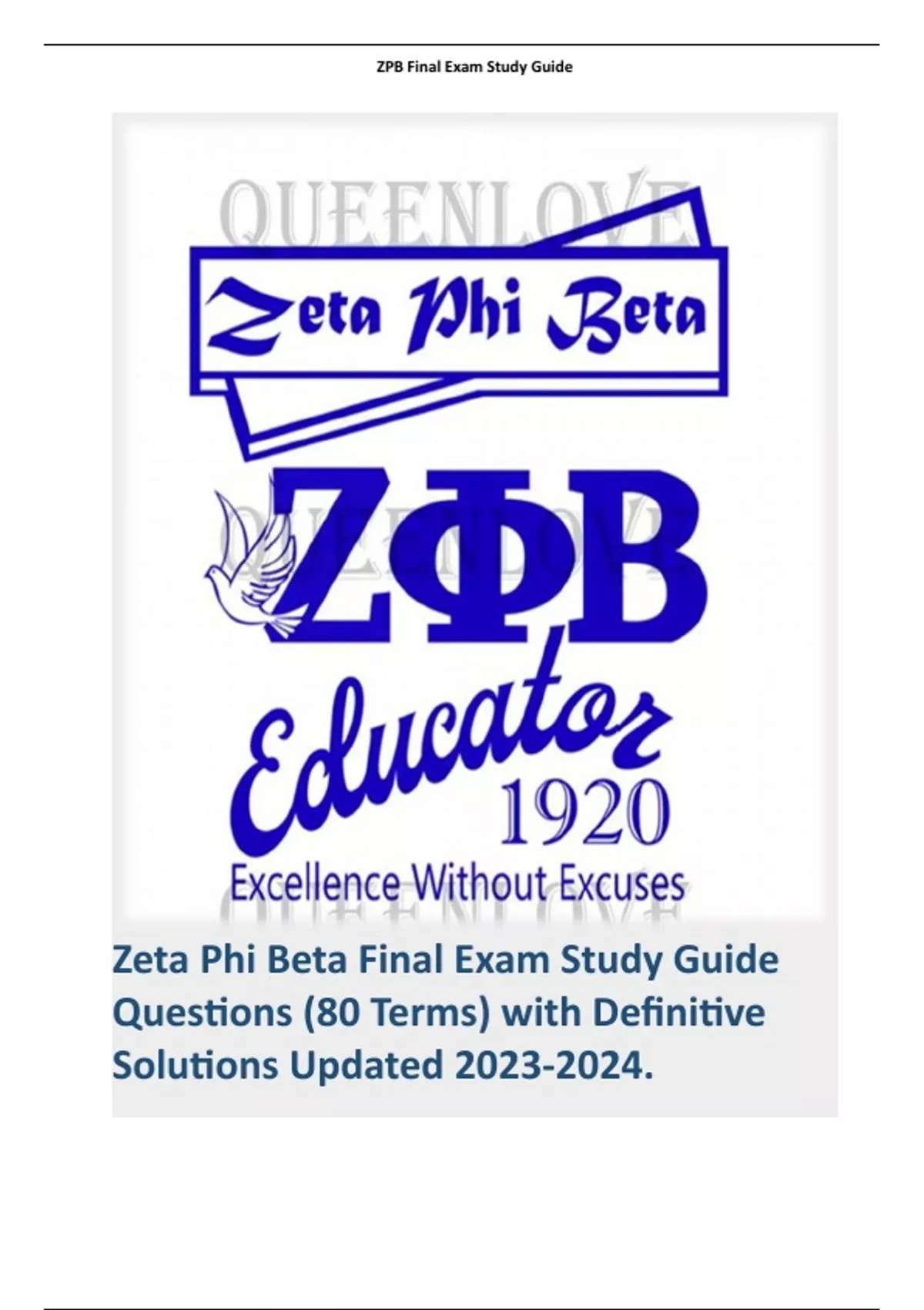 Zeta Phi Beta Final Exam Study Guide Questions (80 Terms) with ...