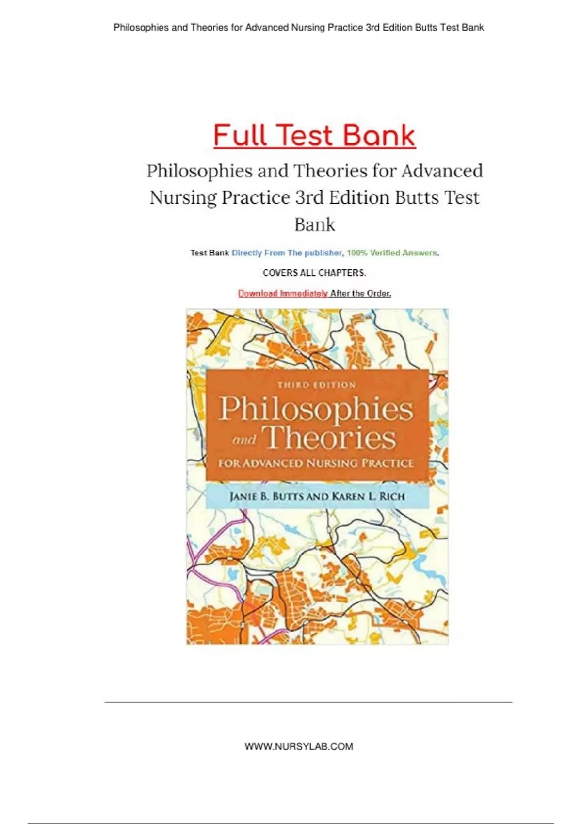 TEST BANK FOR Philosophies and Theories for Advanced Nursing Practice ...