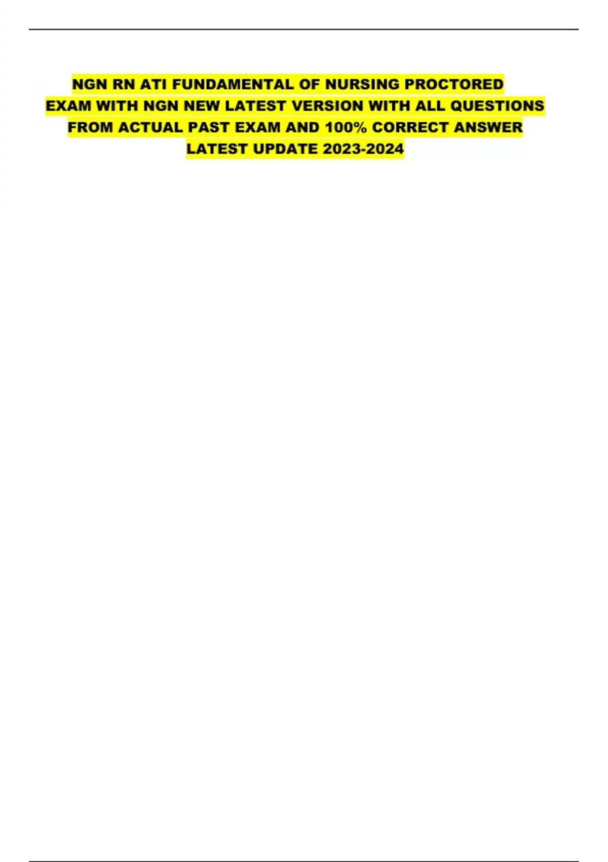 NGN RN ATI FUNDAMENTAL OF NURSING PROCTORED EXAM WITH NGN NEW LATEST ...