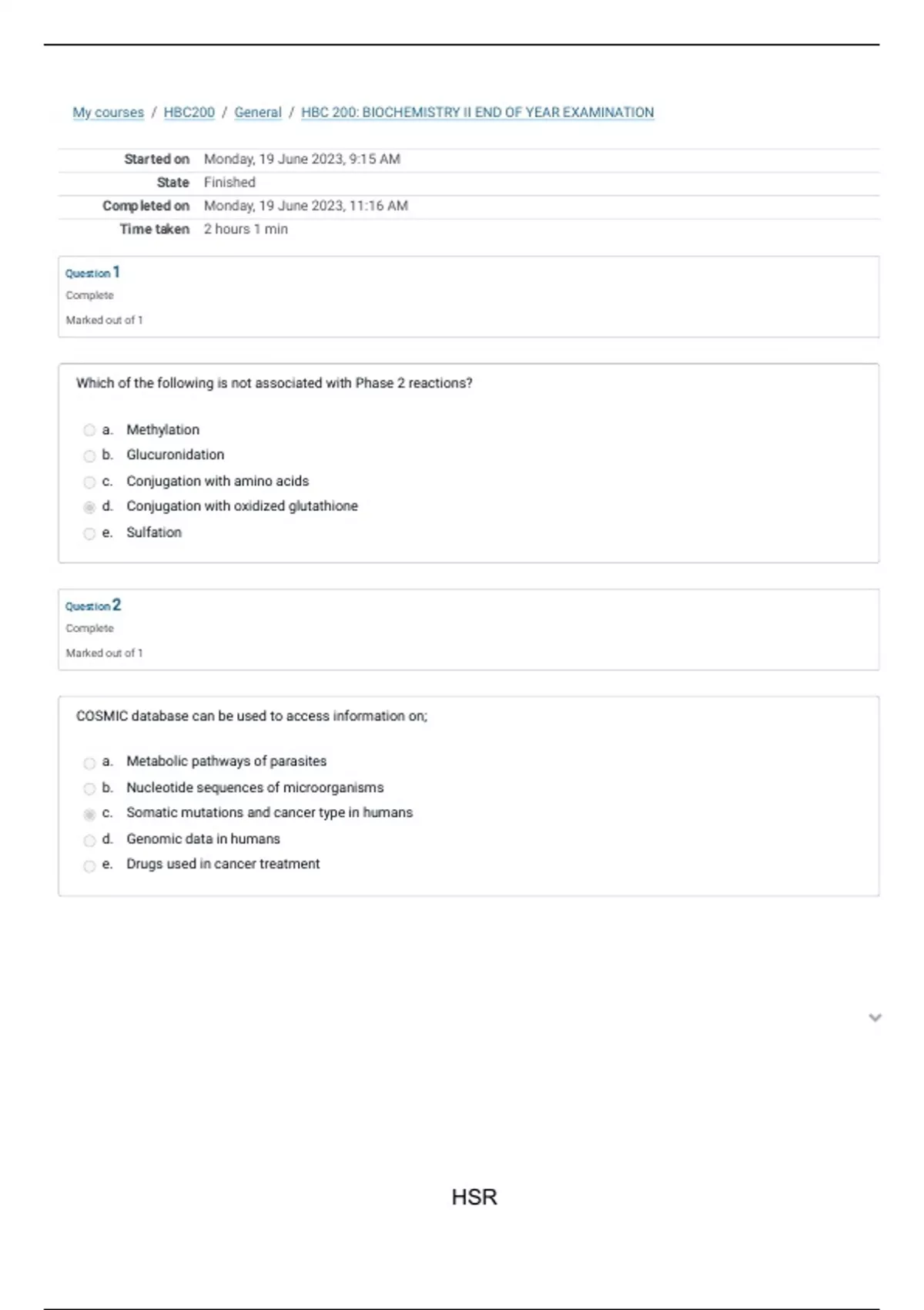 HBC 200: BIOCHEMISTRY II END OF YEAR EXAMINATION||A+ GUIDE - Bio-chem ...