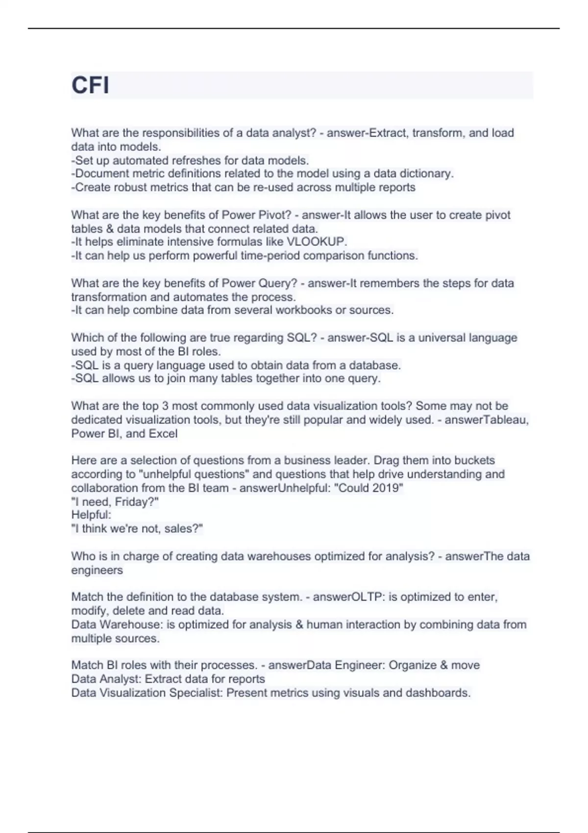 CFI.FMVA2023 complete questions with answers - FMVA - Stuvia US