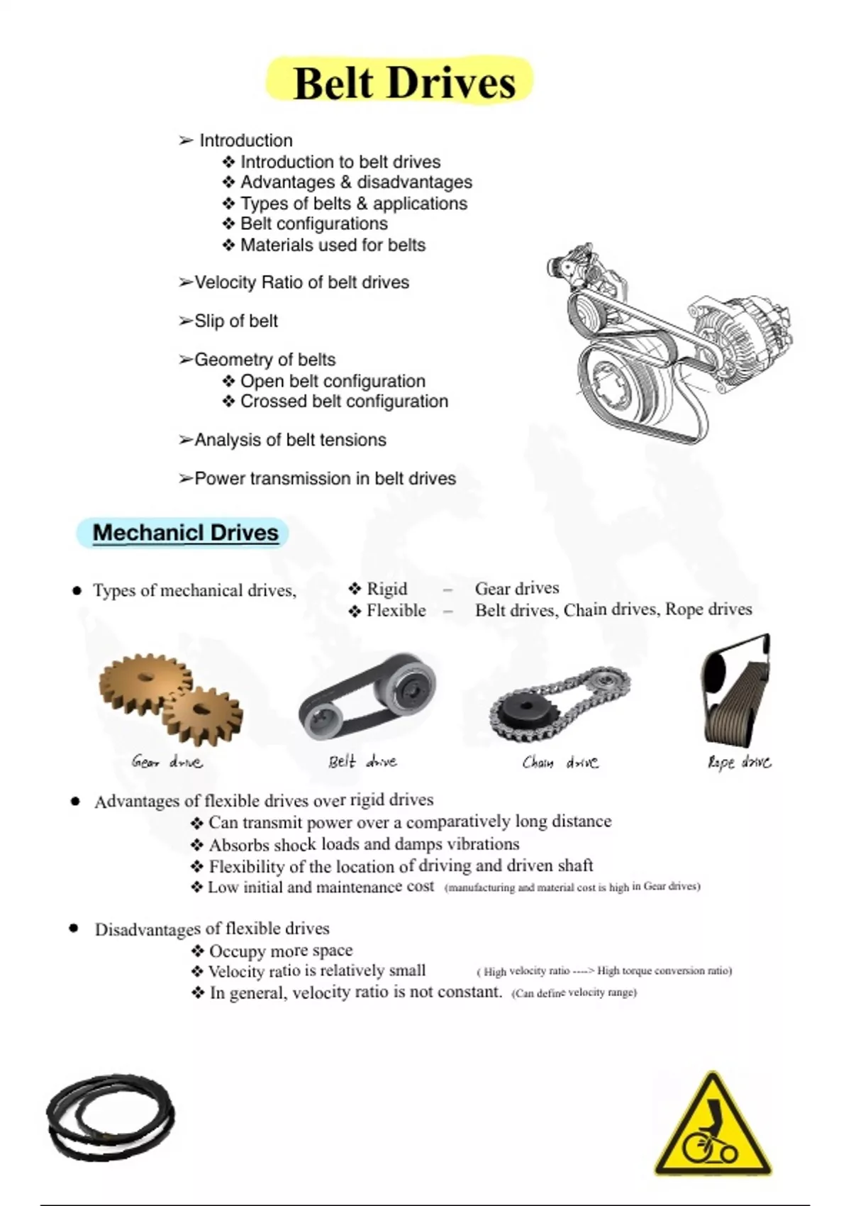 Summary Fundamental of Machine Elements Design- Belt Drives - (ME ...
