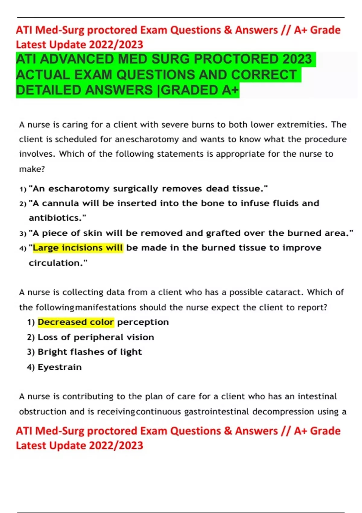 ATI ADVANCED MED SURG PROCTORED 2023 ACTUAL EXAM QUESTIONS - Advance ...