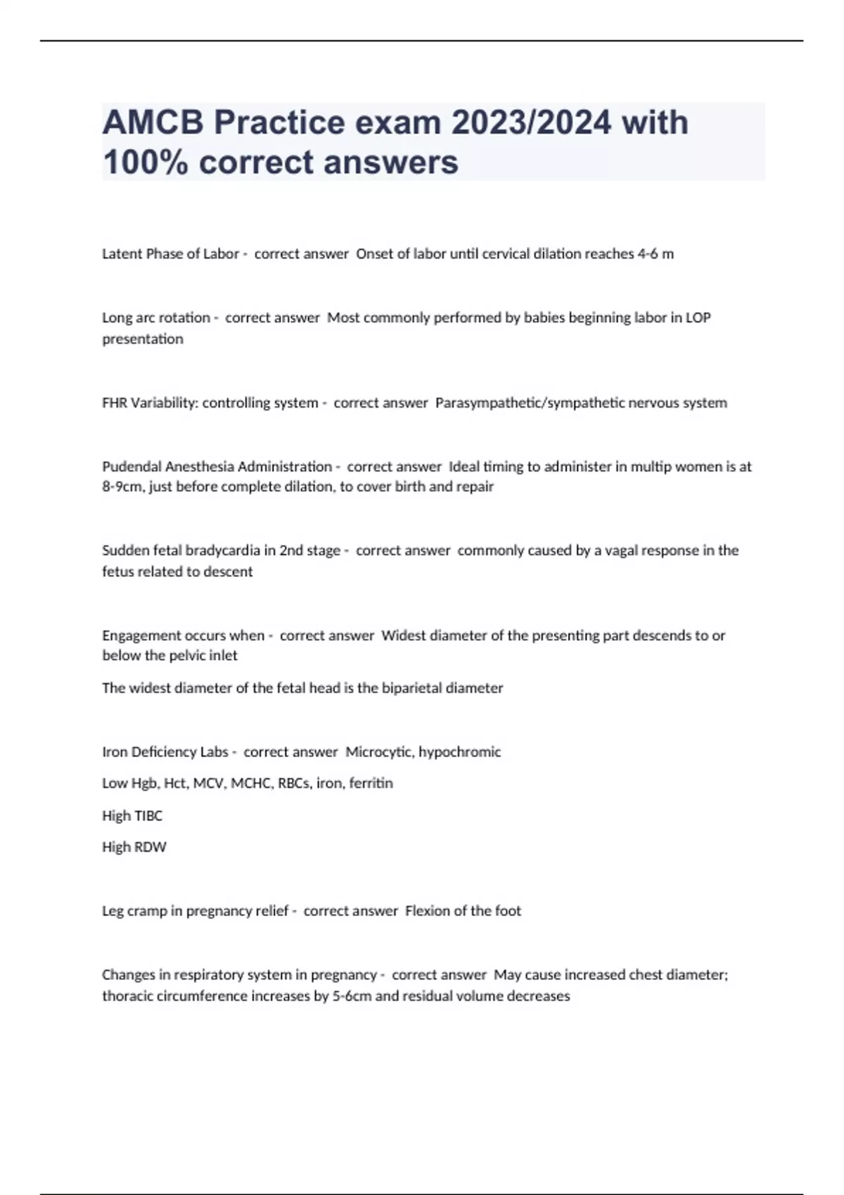 AMCB Practice exam 2023/2024 with 100% correct answers - AMCB - Stuvia US