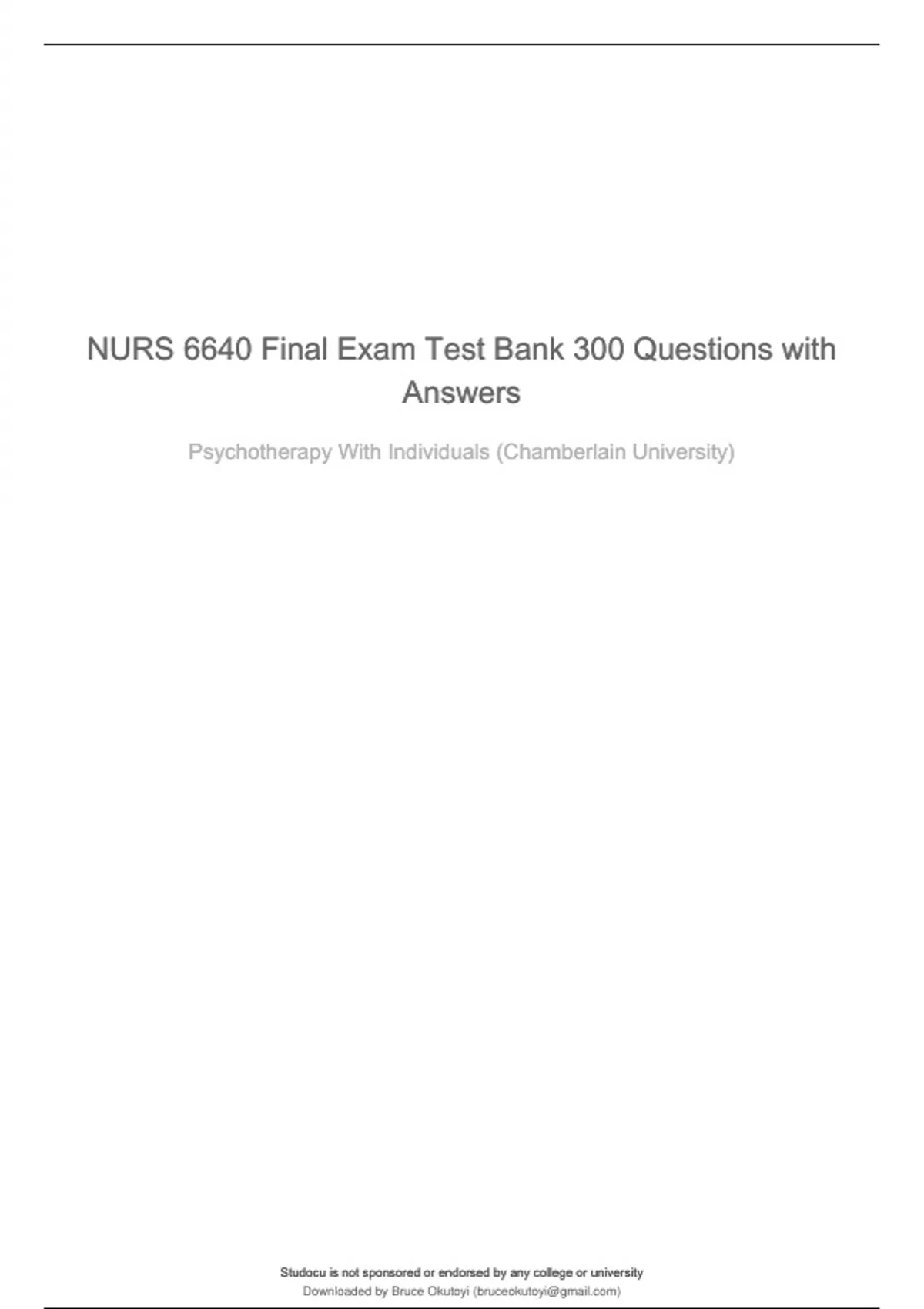 NURS 6640 Final Exam Test Bank 300 Questions with Answers ...