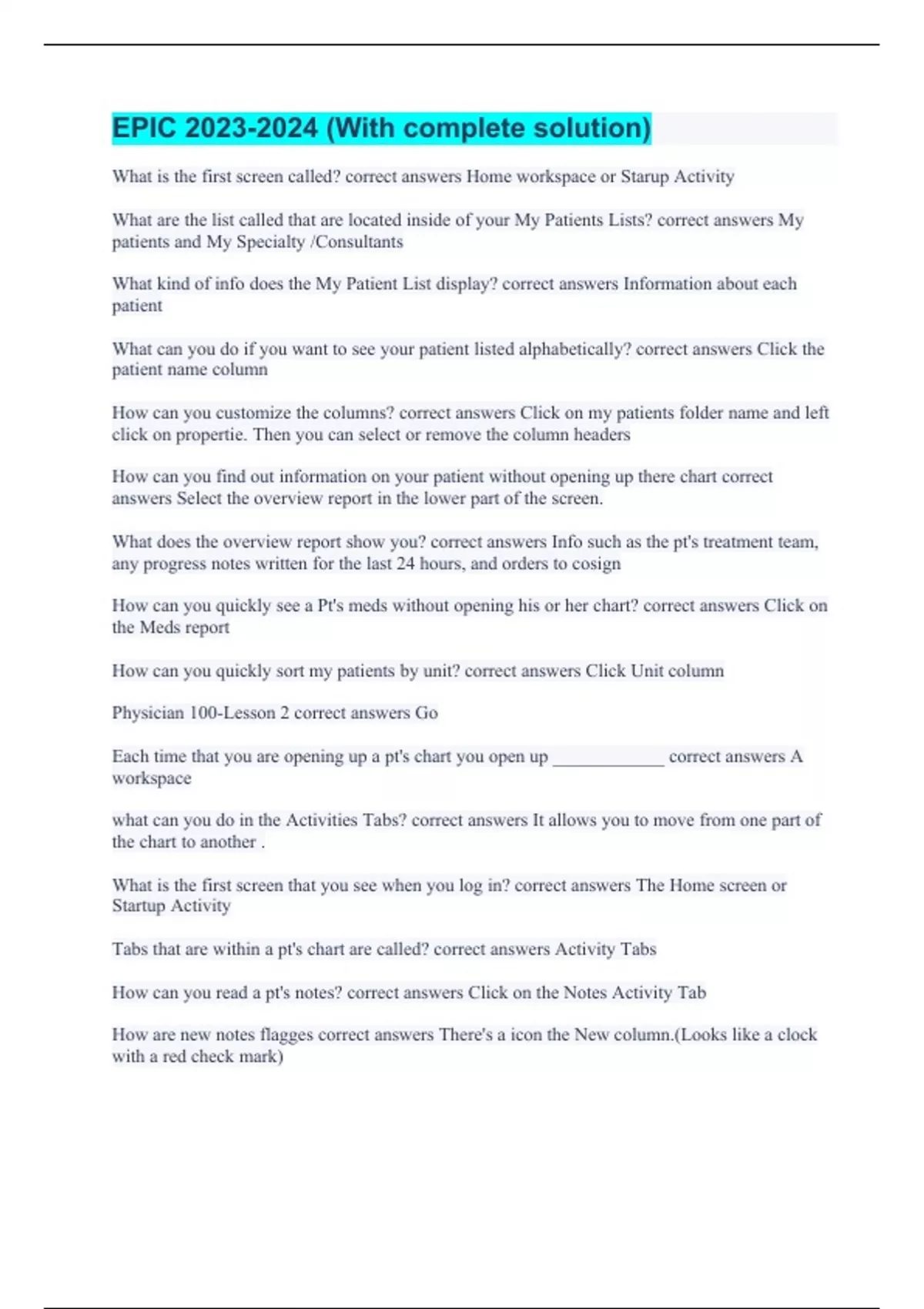 EPIC (With complete solution) - Epic - Stuvia US