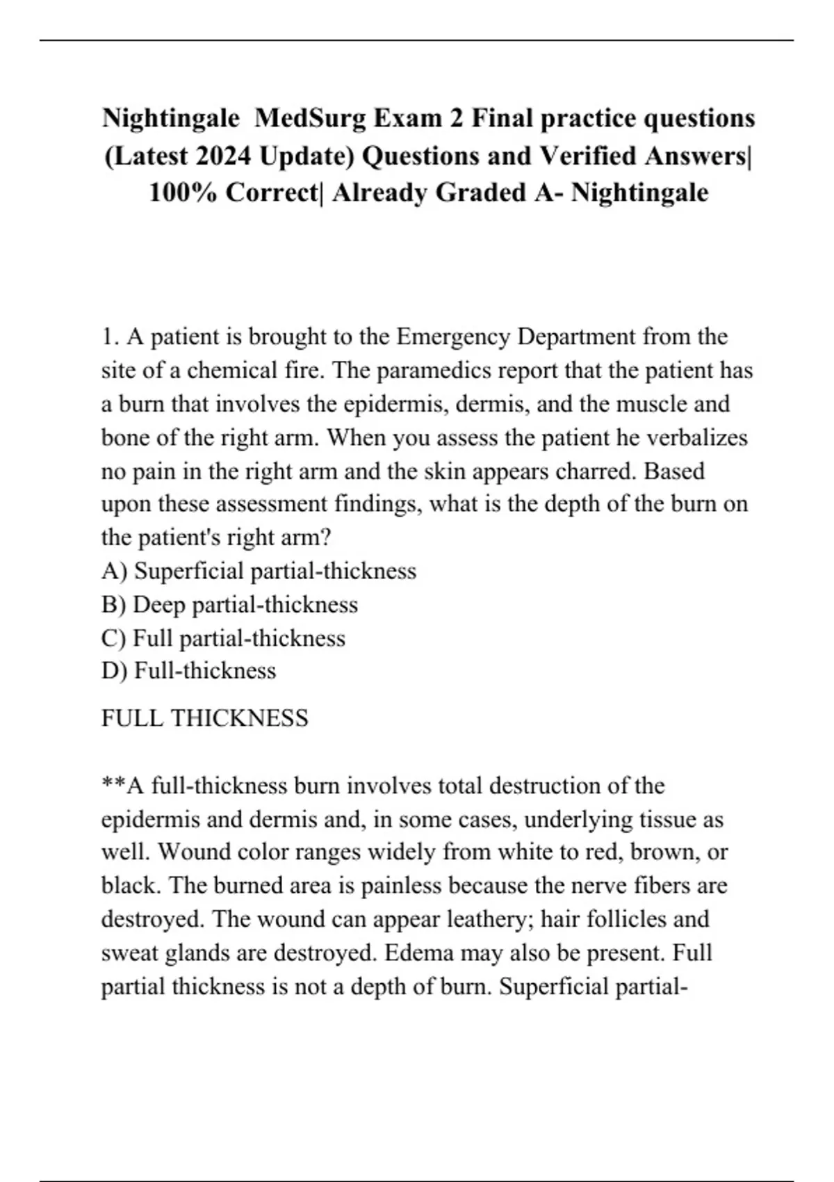 Nightingale MedSurg Exam 2 Final practice questions (Latest fall Update ...