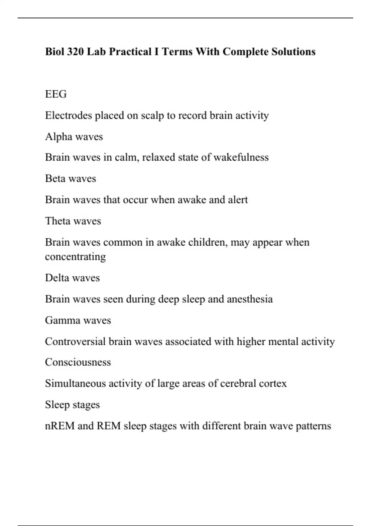 Biol 320 Lab Practical I Terms With Complete Solutions - Biol 320 ...