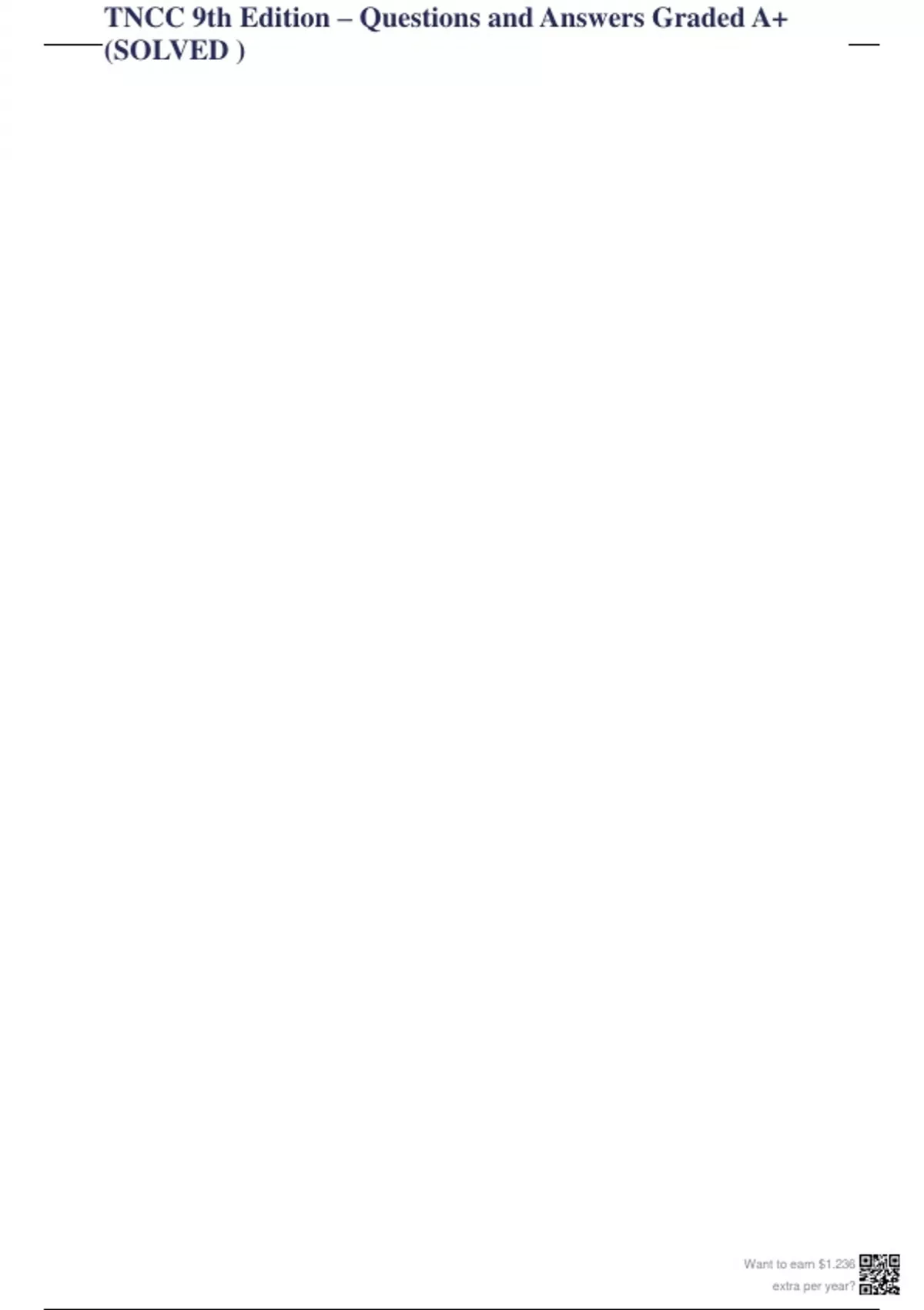 TNCC 9th Edition – Questions and Answers Graded A+ (SOLVED ) Course ...