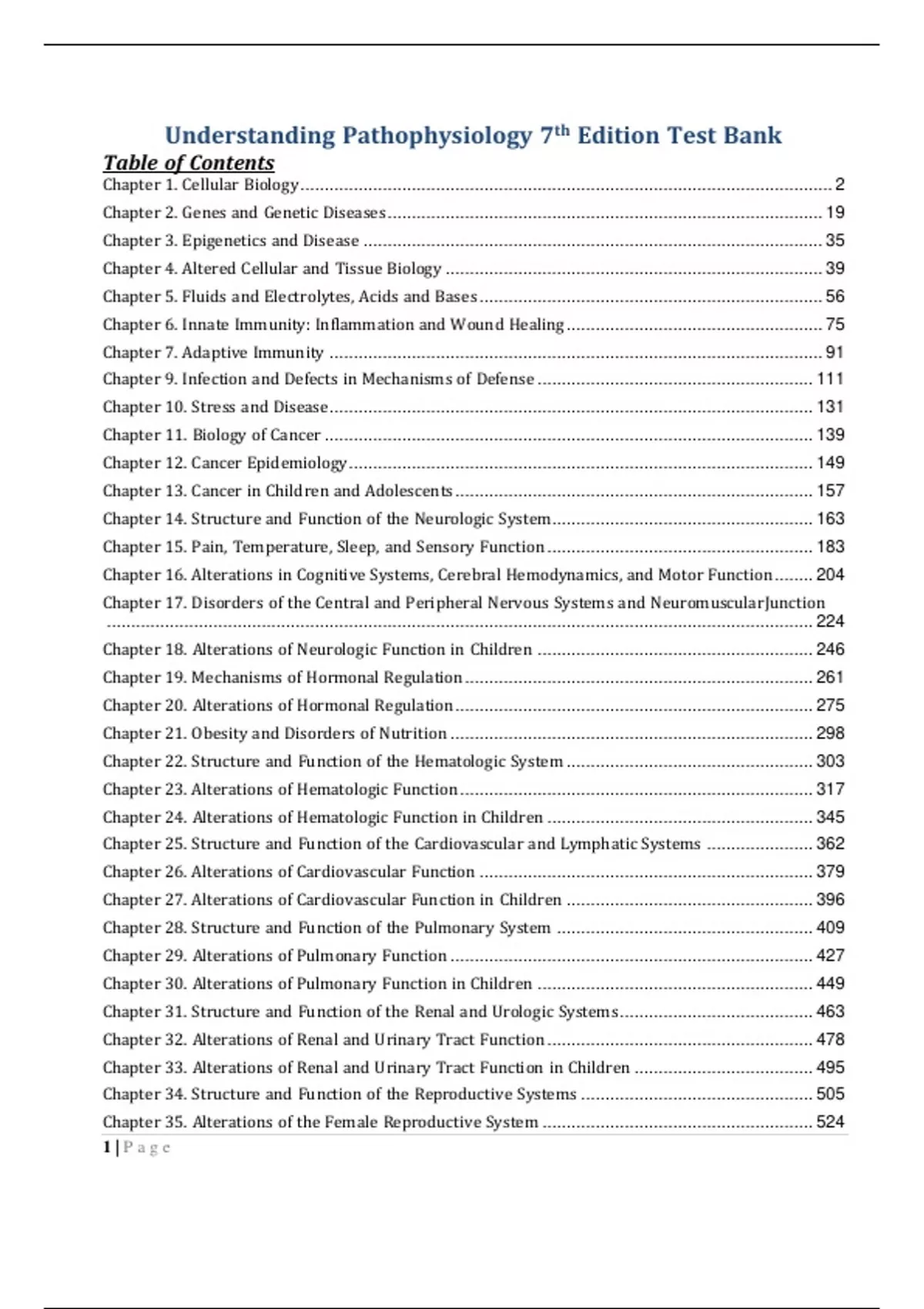TEST BANK UNDERSTANDING PATHOPHYSIOLOGY 7TH EDITION BY SUE HUETHER AND ...