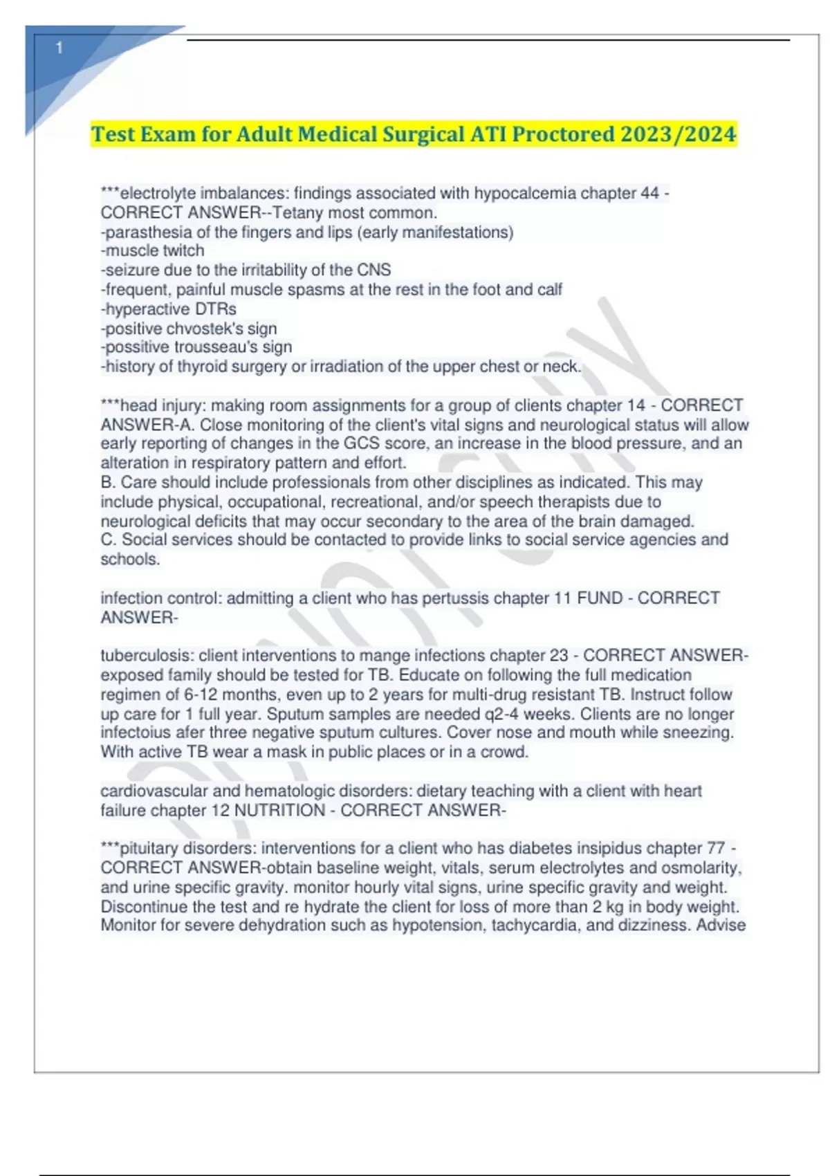 Test Exam for Adult Medical Surgical ATI Proctored 2023/2024 - Adult ...