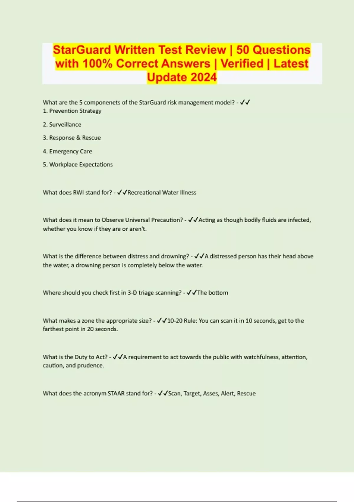 StarGuard Written Test Review | 50 Questions with 100% Correct Answers ...
