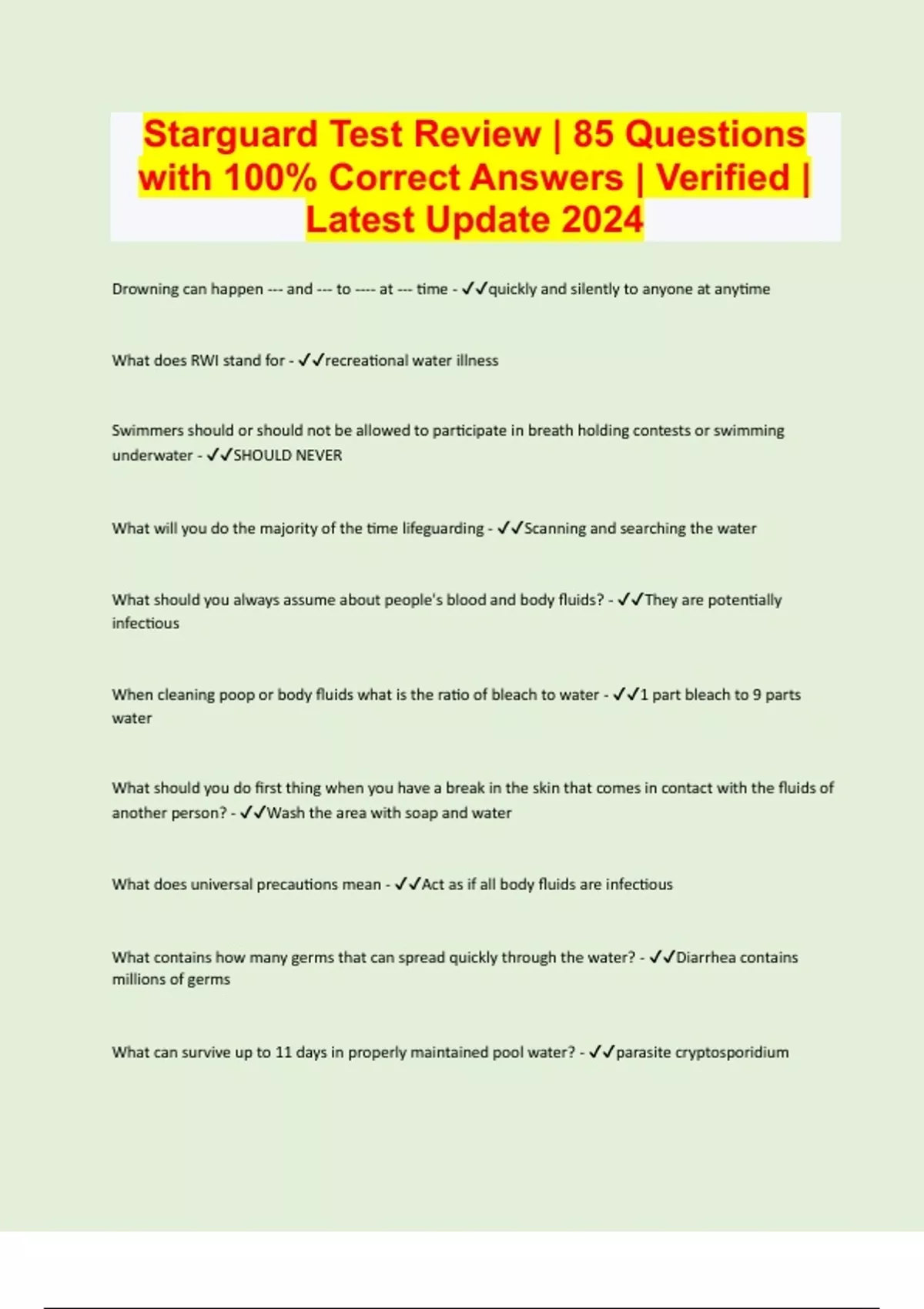 Starguard Test Review | 85 Questions with 100% Correct Answers ...