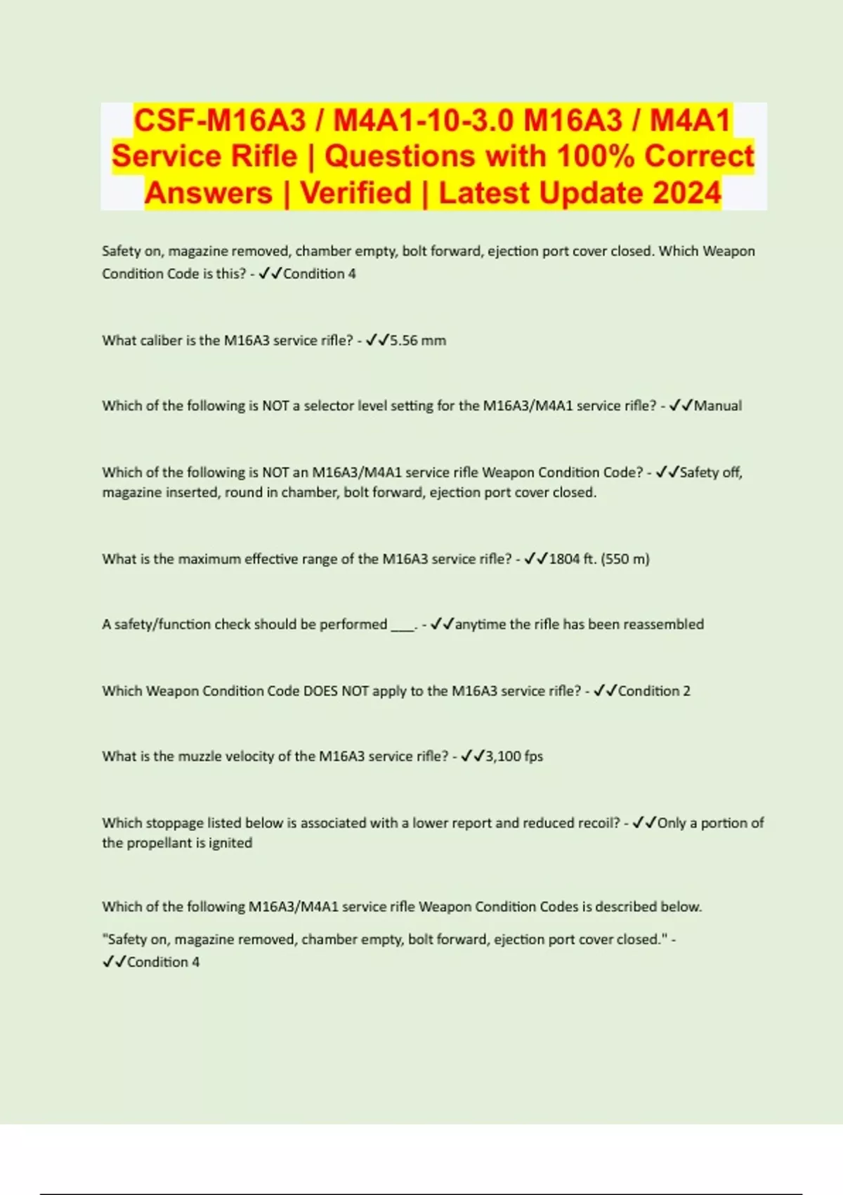 CSF-M16A3 / M4A1-10-3.0 M16A3 / M4A1 Service Rifle | Questions with 100 ...