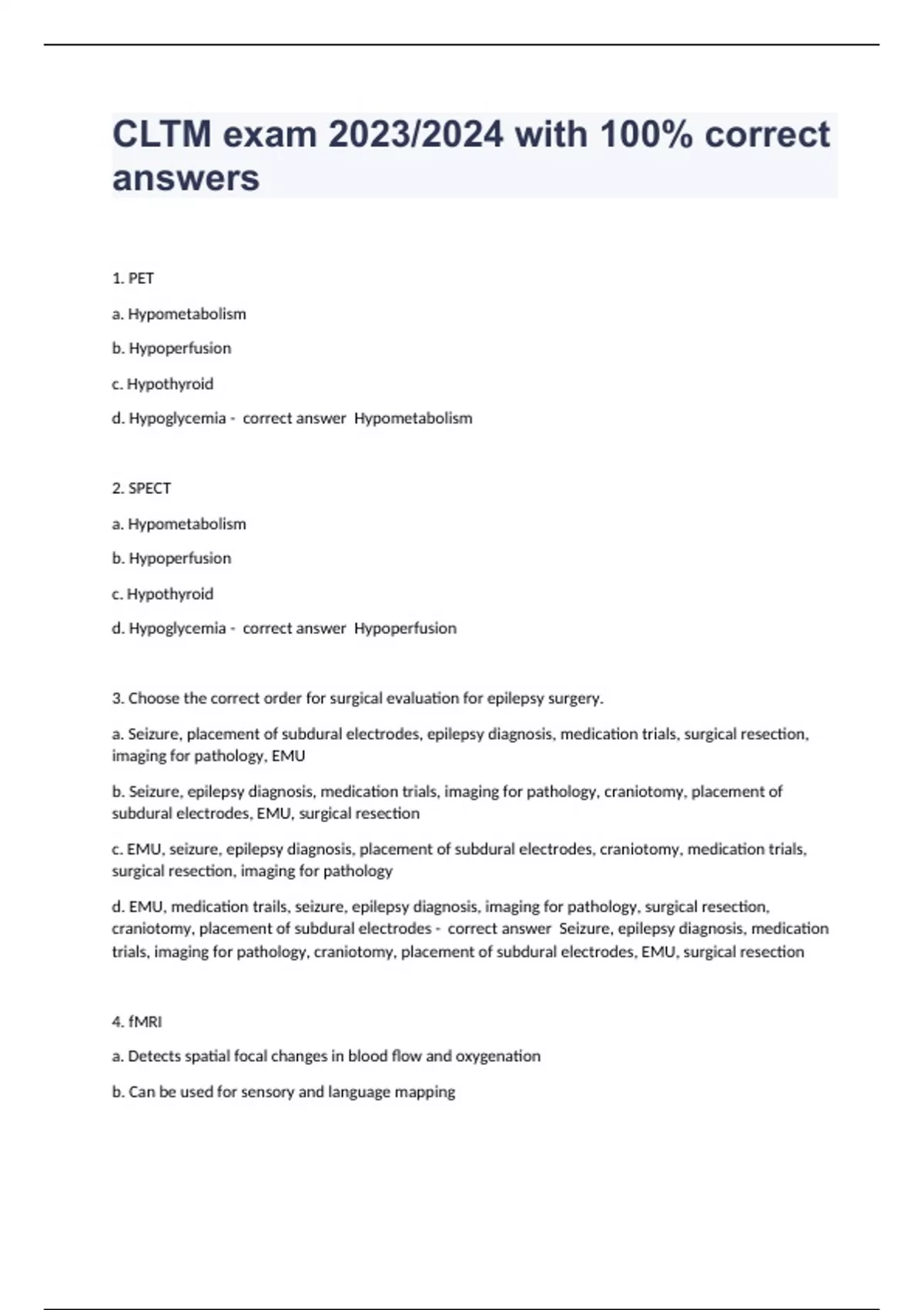 CLTM exam 2023/2024 with 100% correct answers - CLTM - Stuvia US