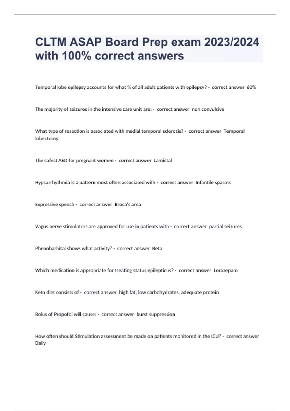 CLTM ASAP Board Prep exam 2023/2024 with 100% correct answers - CLTM ...