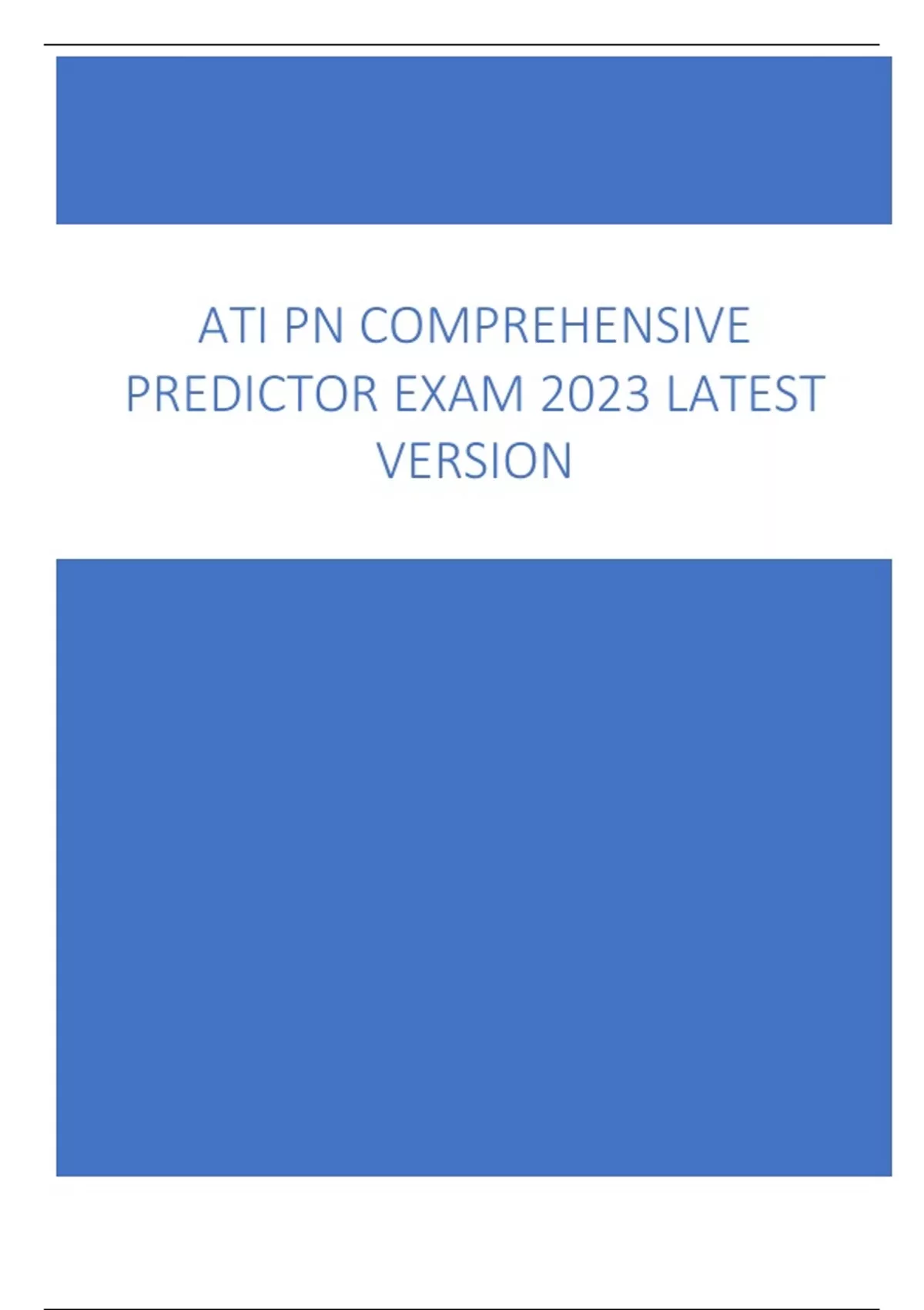 ATI PN COMPREHENSIVE PREDICTOR EXAM 2023 LATEST VERSION - ATI PN ...