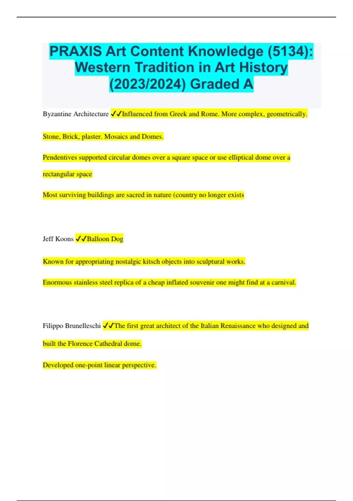 PRAXIS Art Content Knowledge (5134): Western Tradition in Art History ...