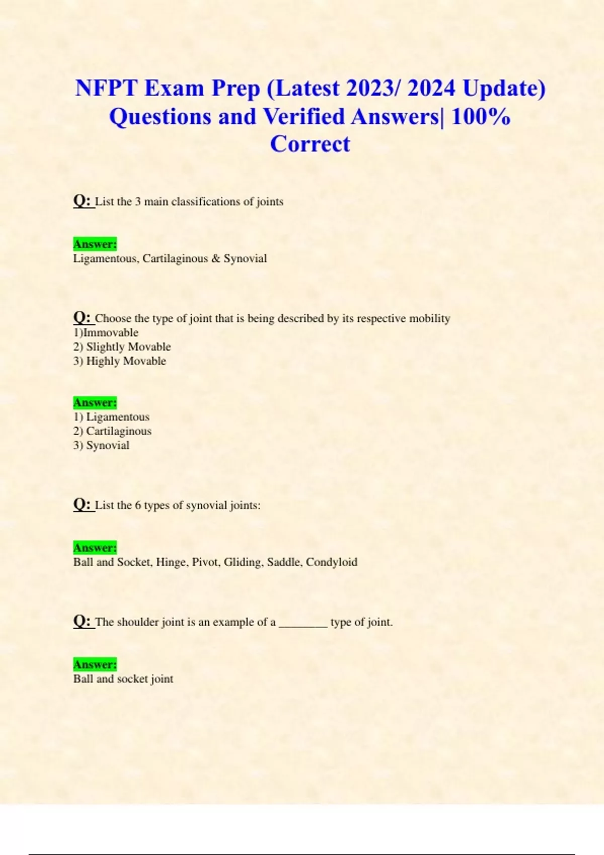 NFPT Exam Prep (Latest 2023/ 2024 Update) Questions and Verified ...