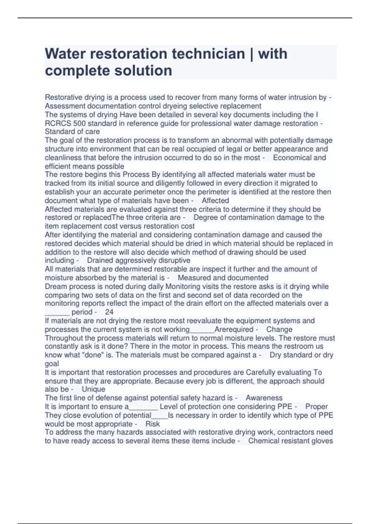 Water restoration technician | with complete solution - Water ...