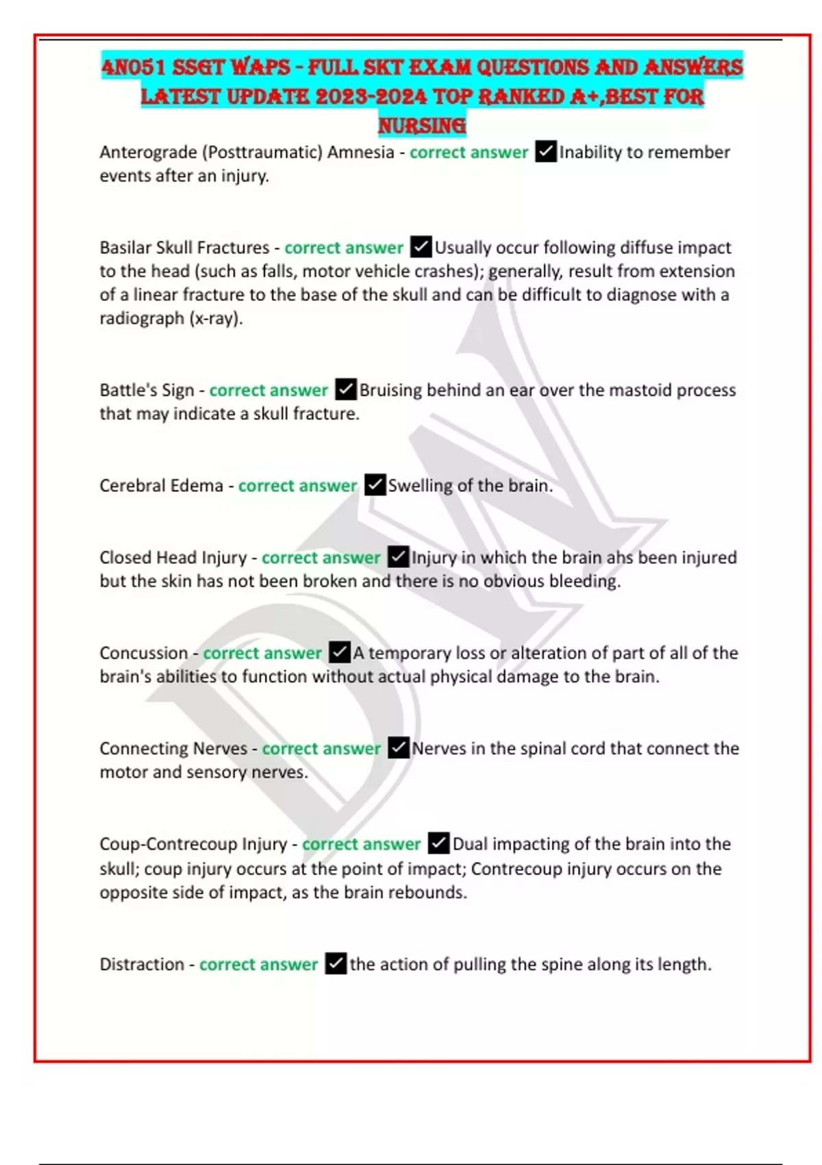4N051 SSGT WAPS - FULL SKT EXAM QUESTIONS AND ANSWERS LATEST UPDATE TOP ...
