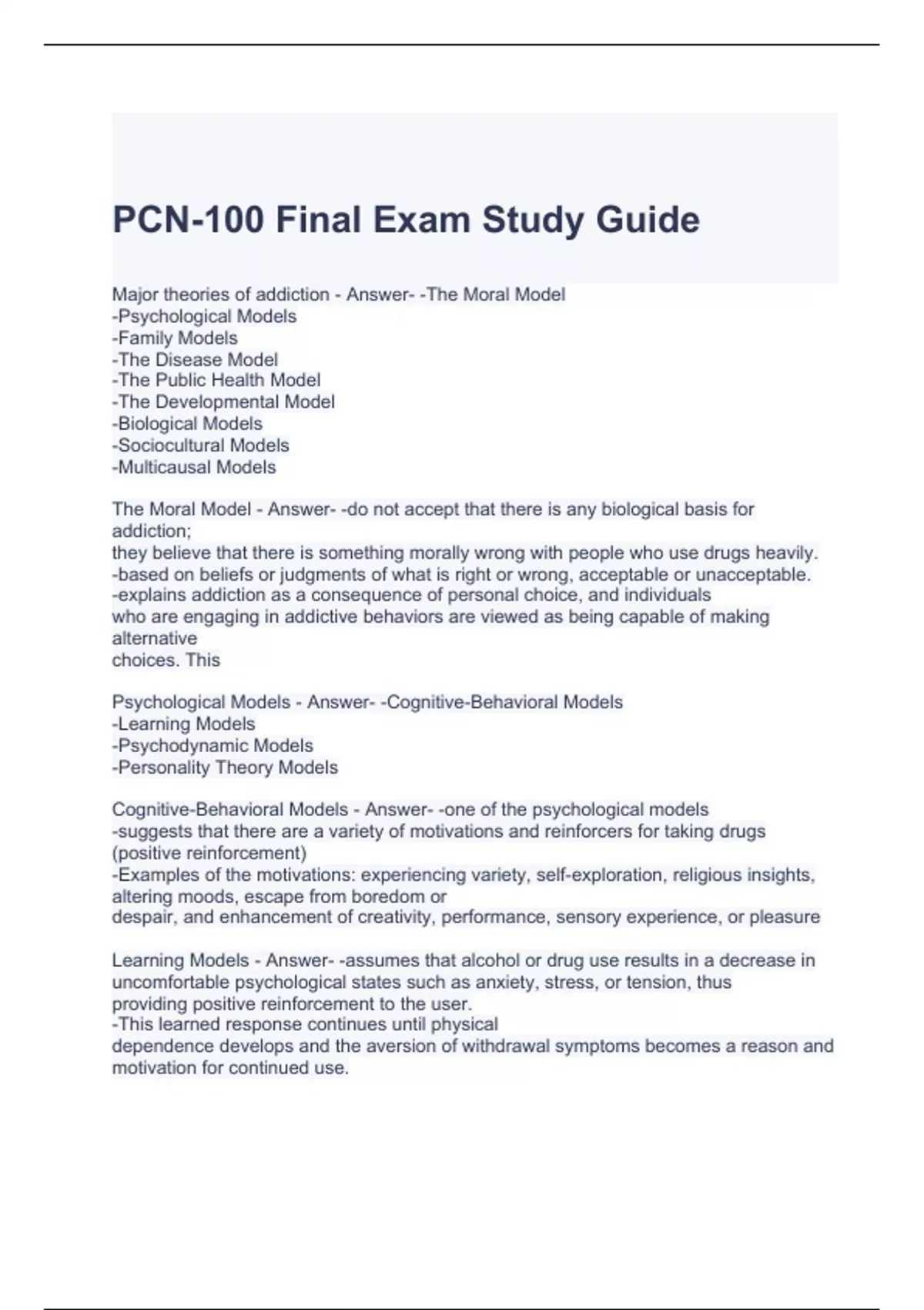 PCN-100 Final Exam Study Guide with complete solutions - PCN-100 ...