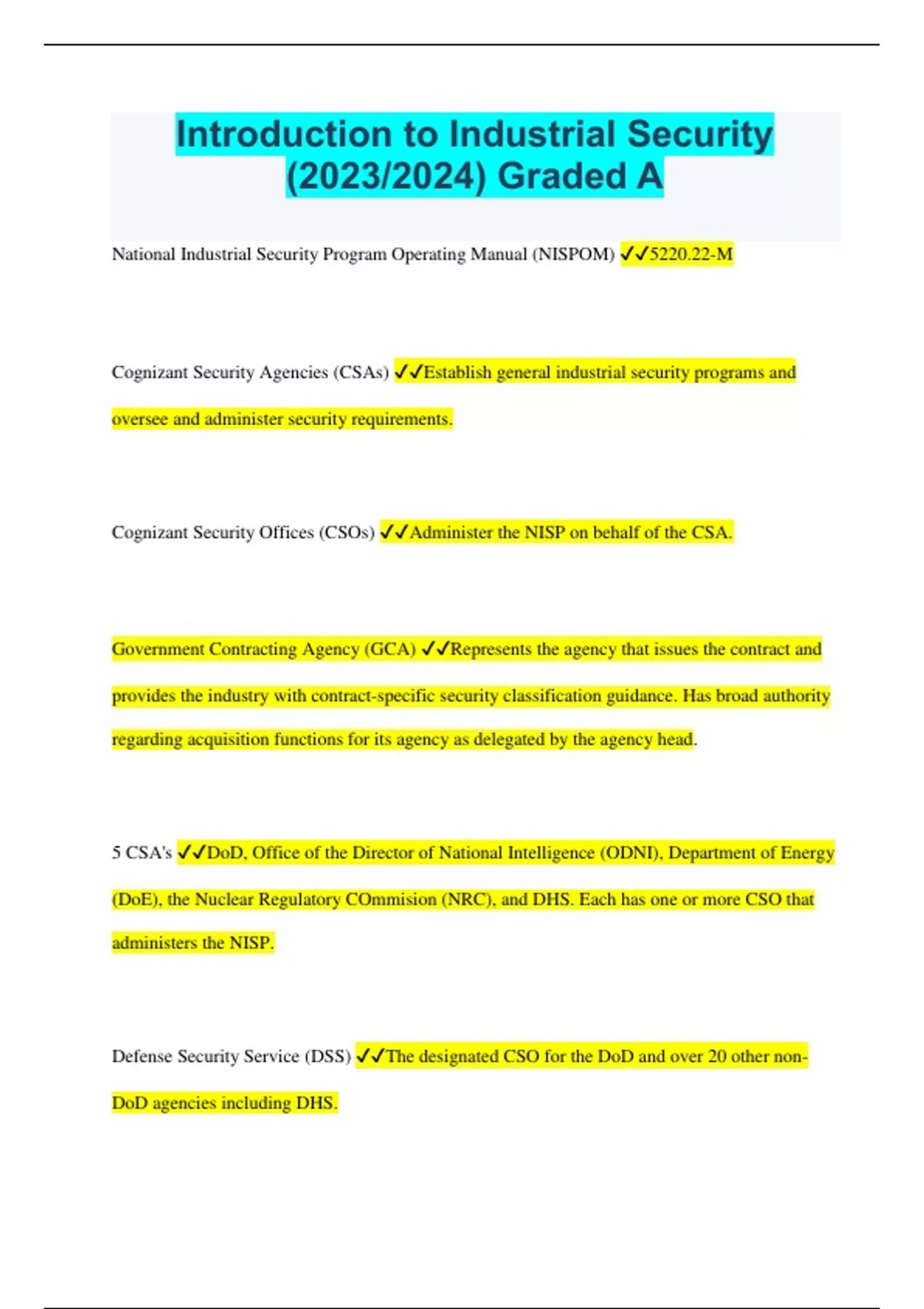 Introduction to Industrial Security (2023/2024) Graded A - Introduction ...