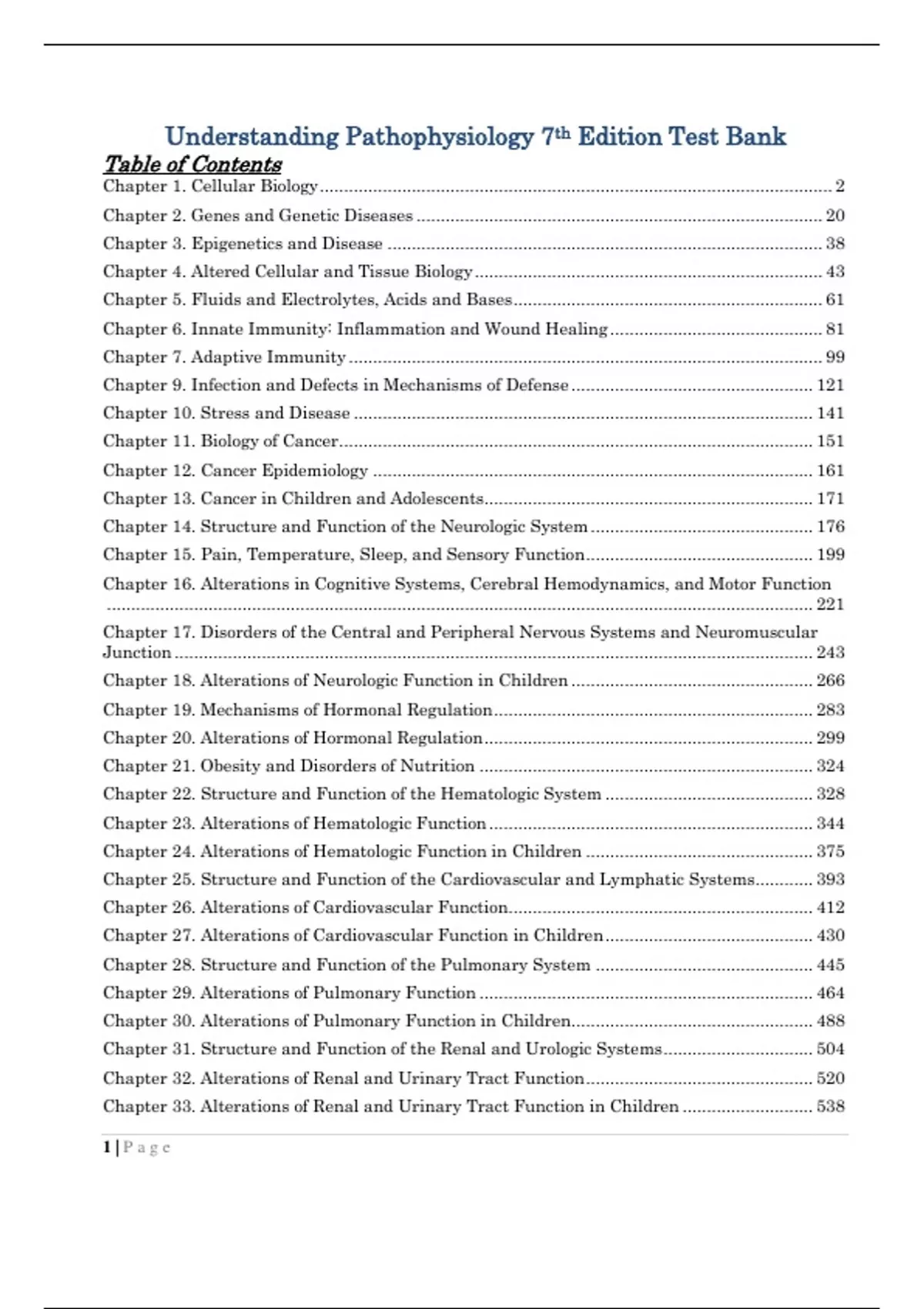TEST BANK UNDERSTANDING PATHOPHYSIOLOGY 7TH EDITION BY SUE HUETHER AND ...