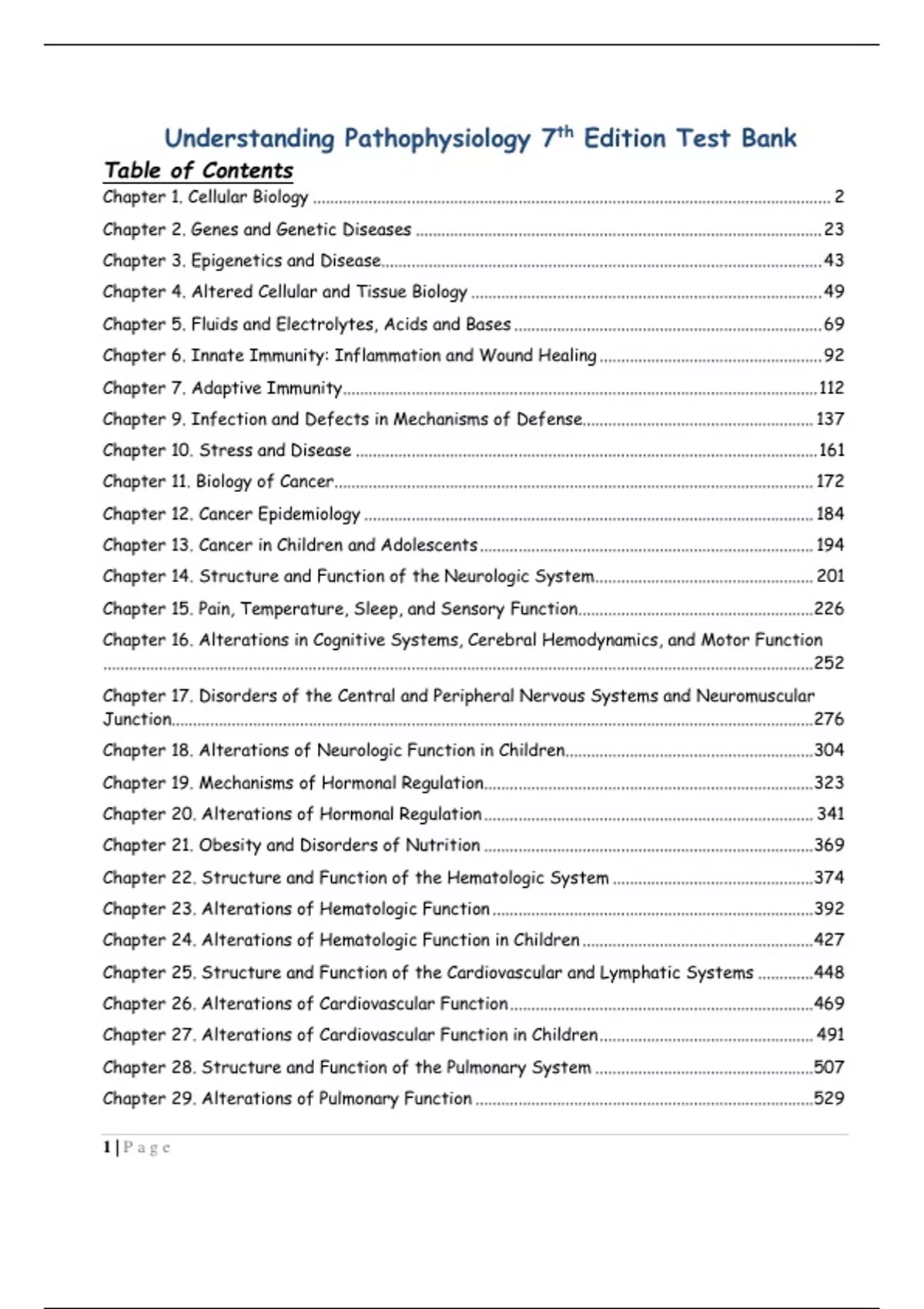 TEST BANK UNDERSTANDING PATHOPHYSIOLOGY 7TH EDITION BY SUE HUETHER AND ...