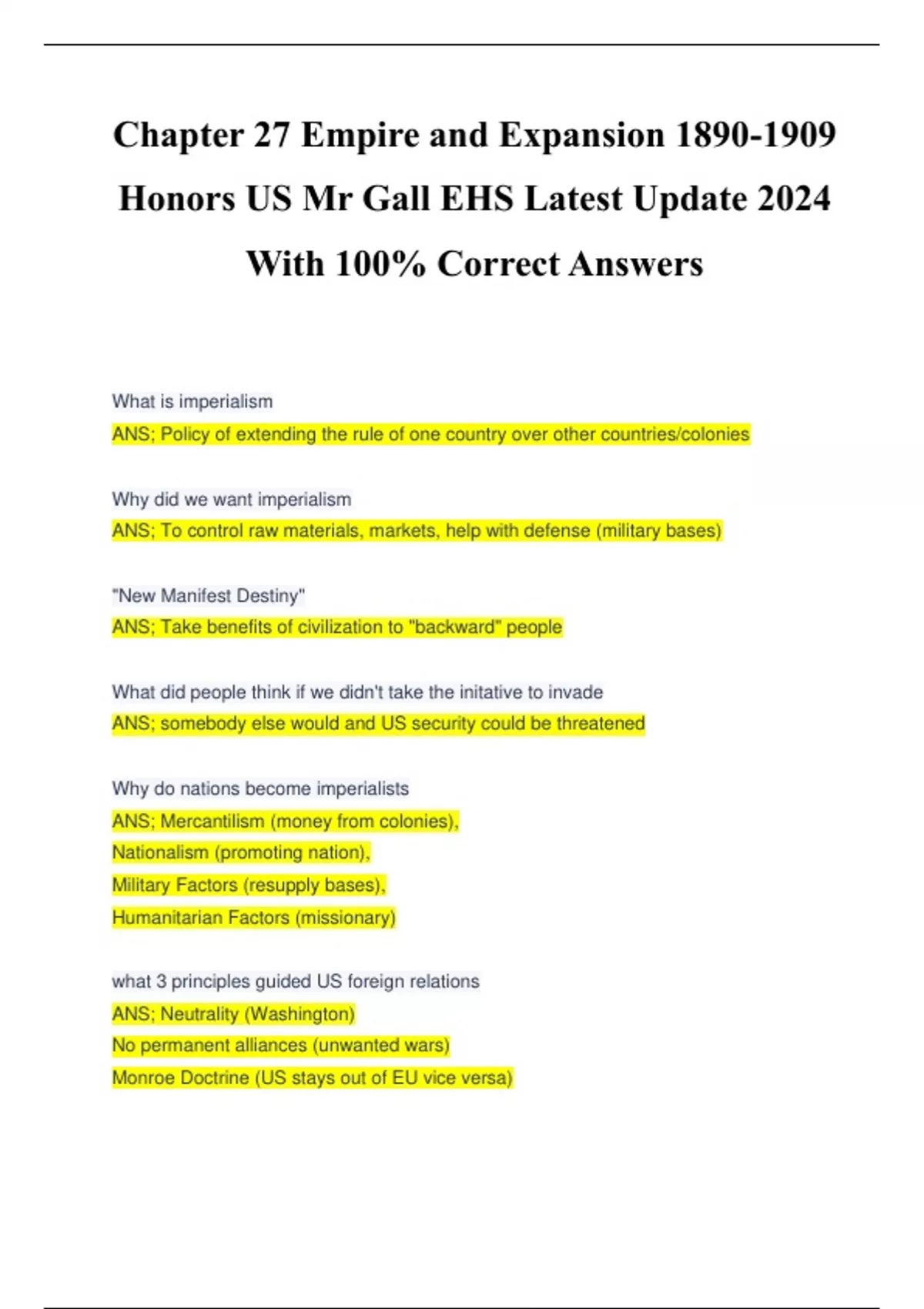 Chapter 27 Empire and Expansion Honors US Mr Gall EHS Latest Update ...