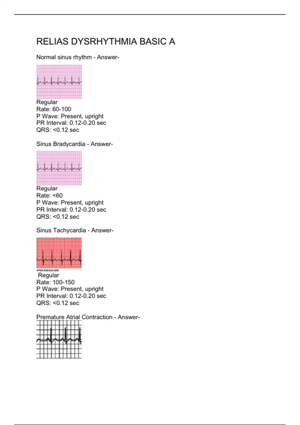 Relias Dysrhythmia Basic A - Relias Dysrhythmia Basic - Stuvia US