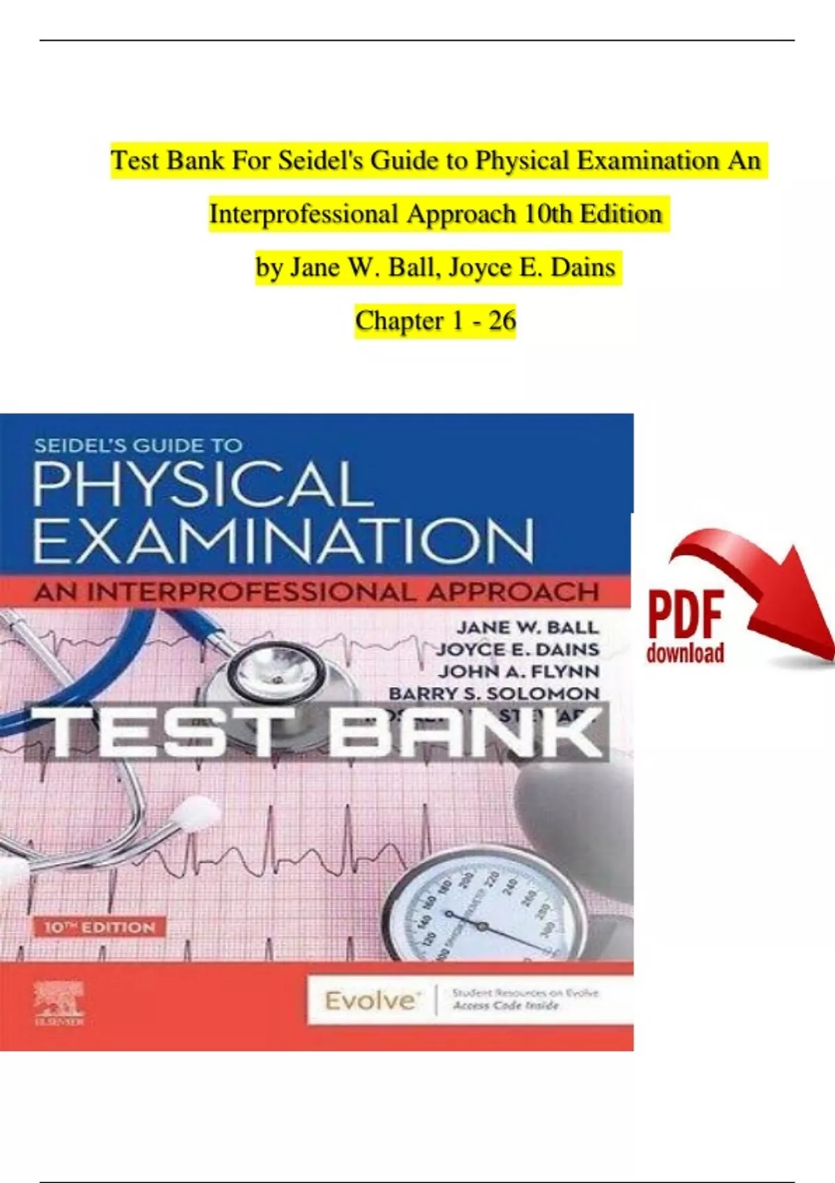 Test Bank For Seidel's Guide to Physical Examination An ...