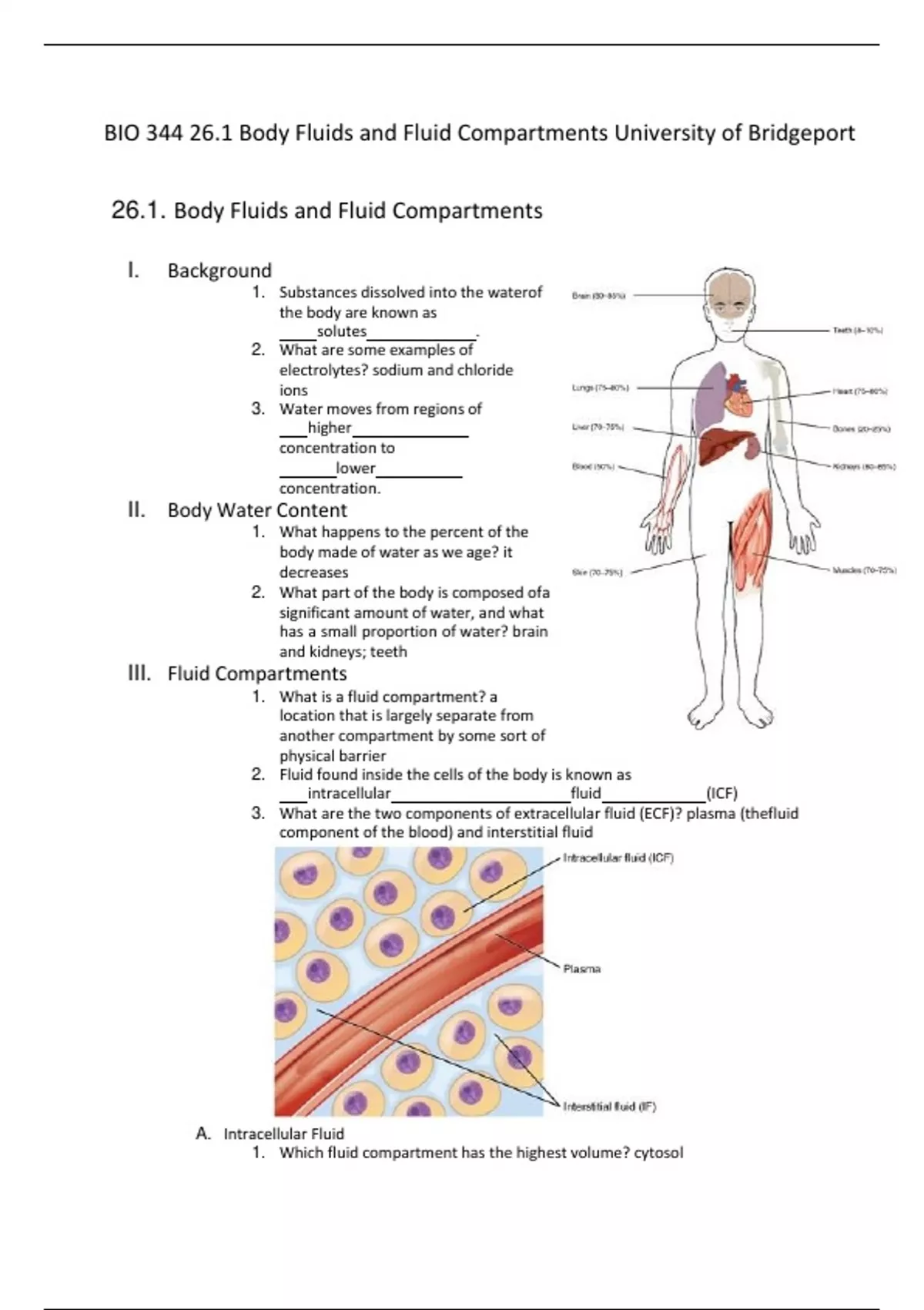 BIO 344 26.1 Body Fluids and Fluid Compartments University of ...