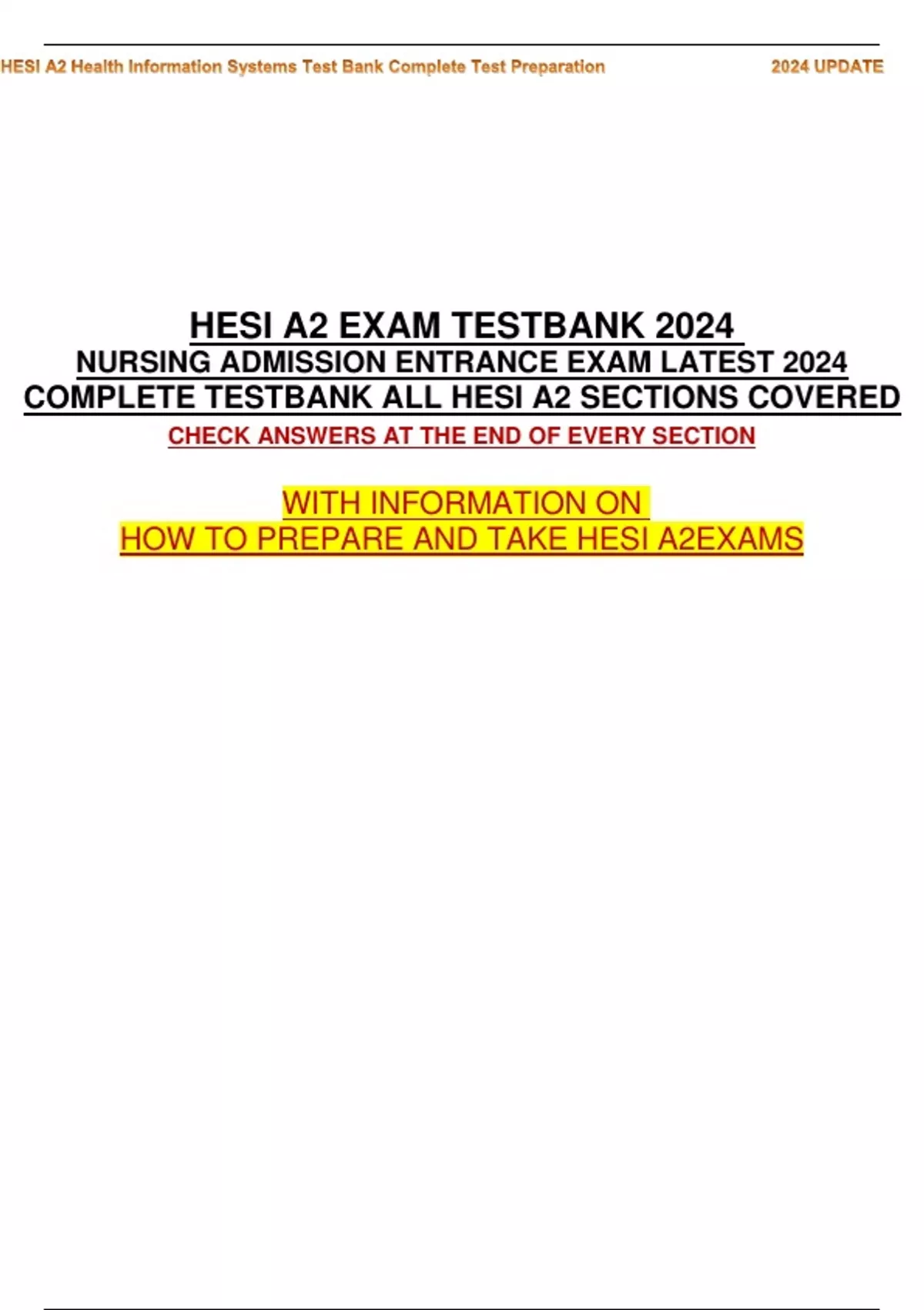 HESI A2 EXAM TESTBANK 2024 NURSING ADMISSION ENTRANCE EXAM LATEST 2024 ...